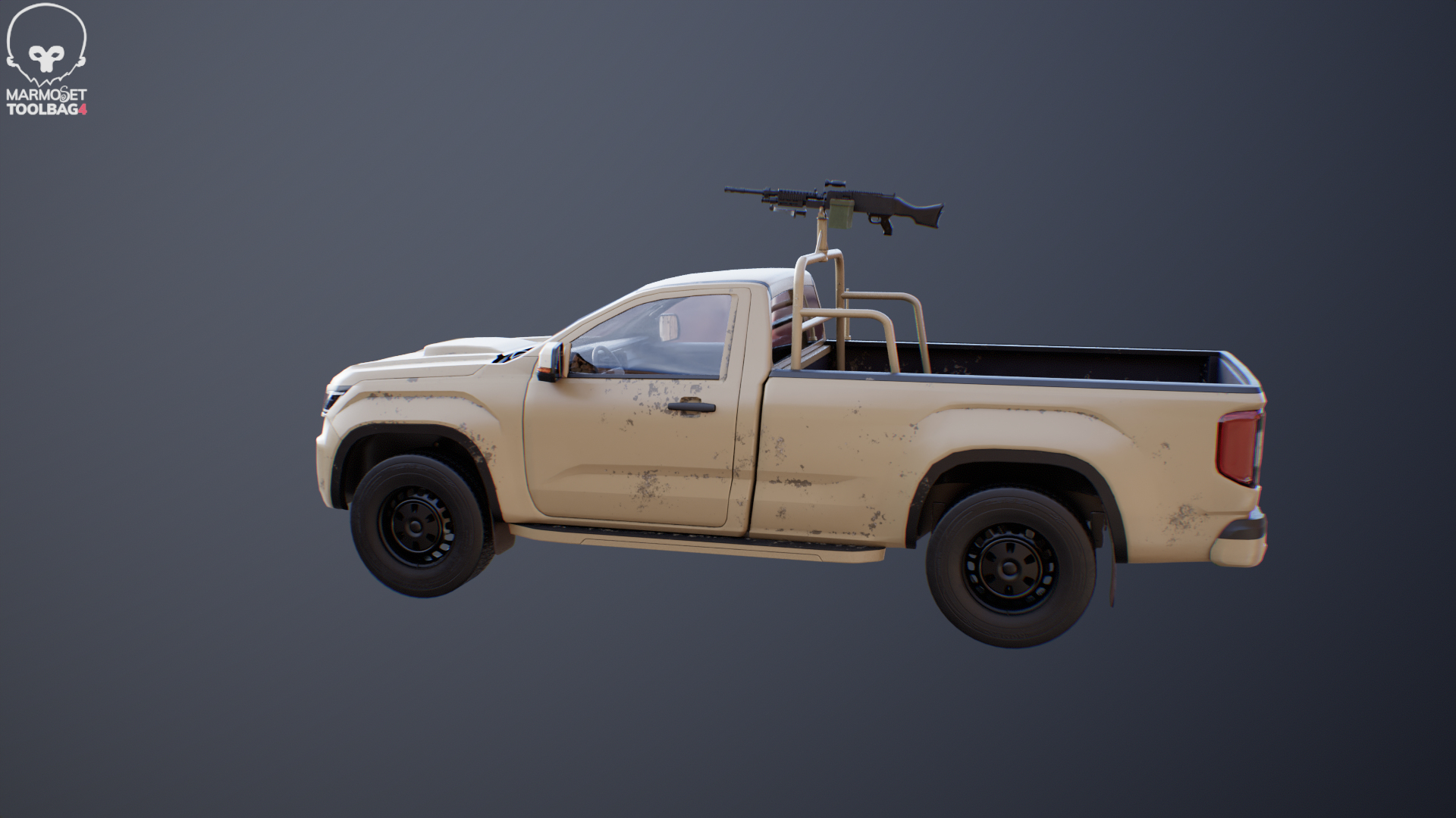 3D Model Generic Military Pickup With Machine Gun Desert Camo ...