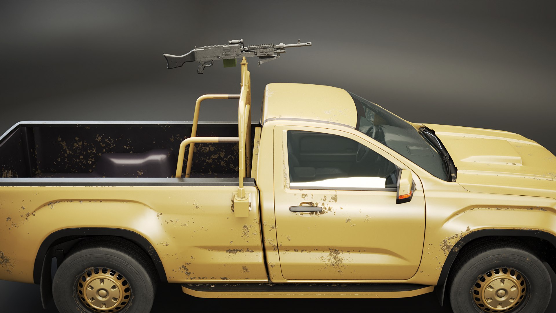 3D Model Generic Military Pickup With Machine Gun Desert Camo ...