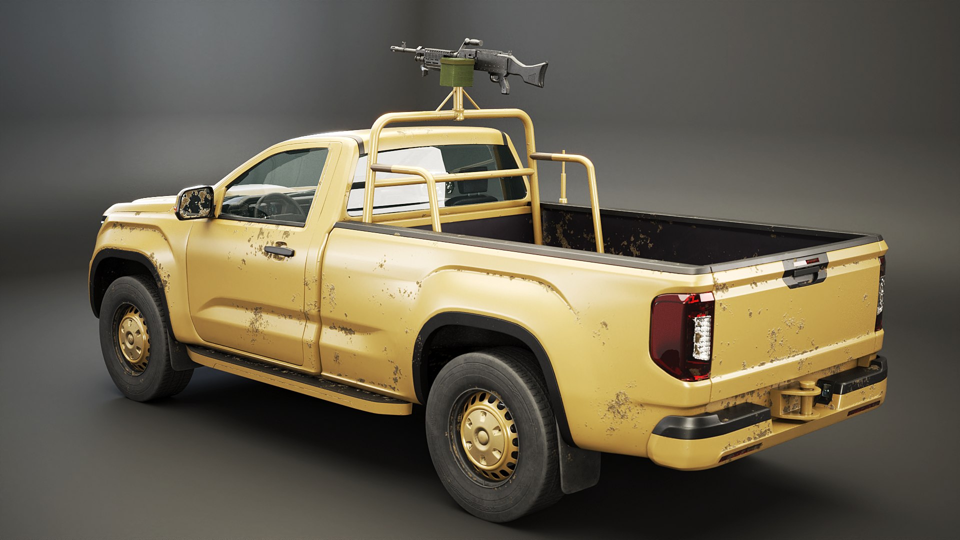 3D Model Generic Military Pickup With Machine Gun Desert Camo ...