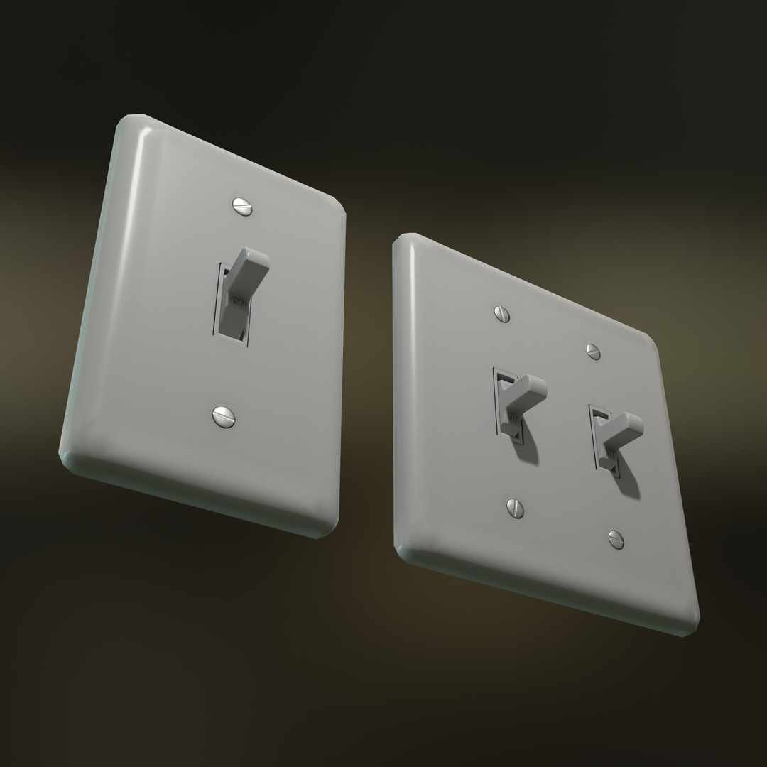 3D single - dual light switch - TurboSquid 1528597