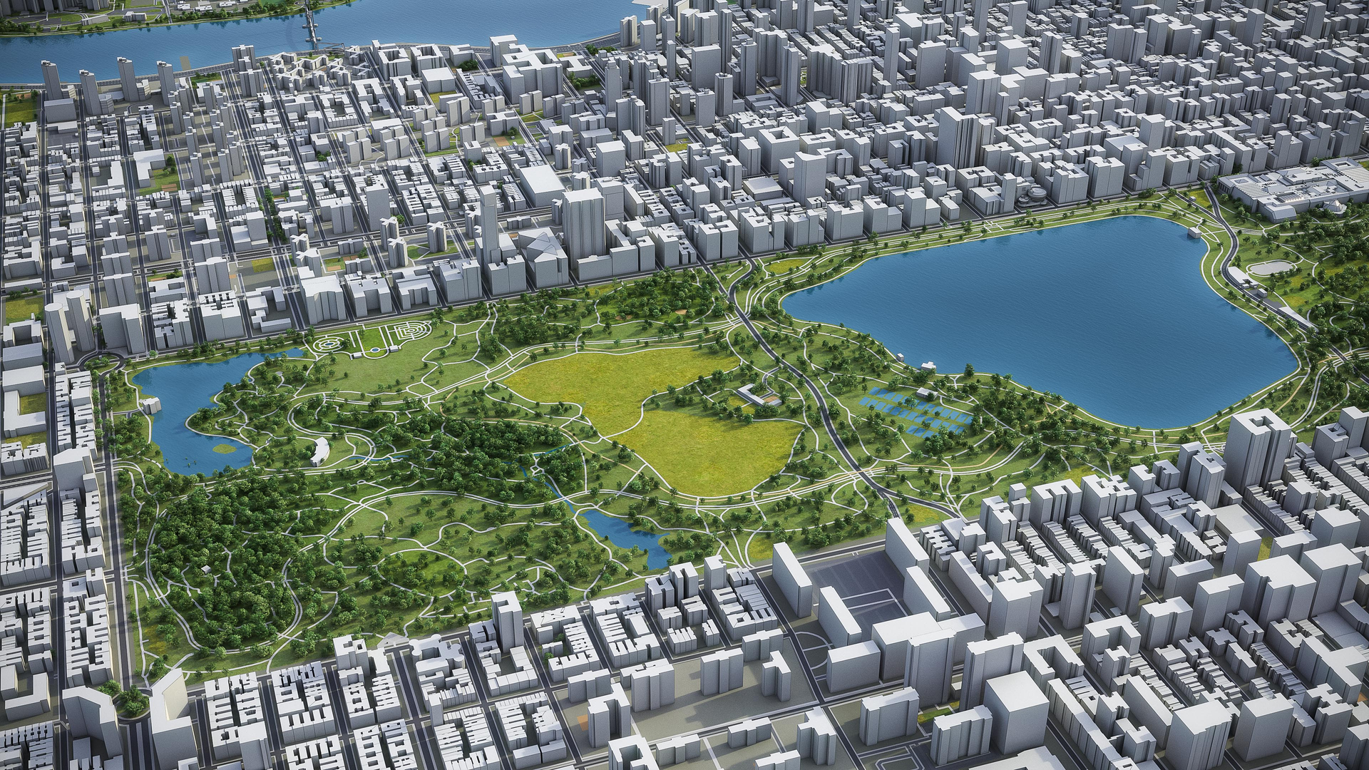 3D central park surrounding - model - TurboSquid 1482744