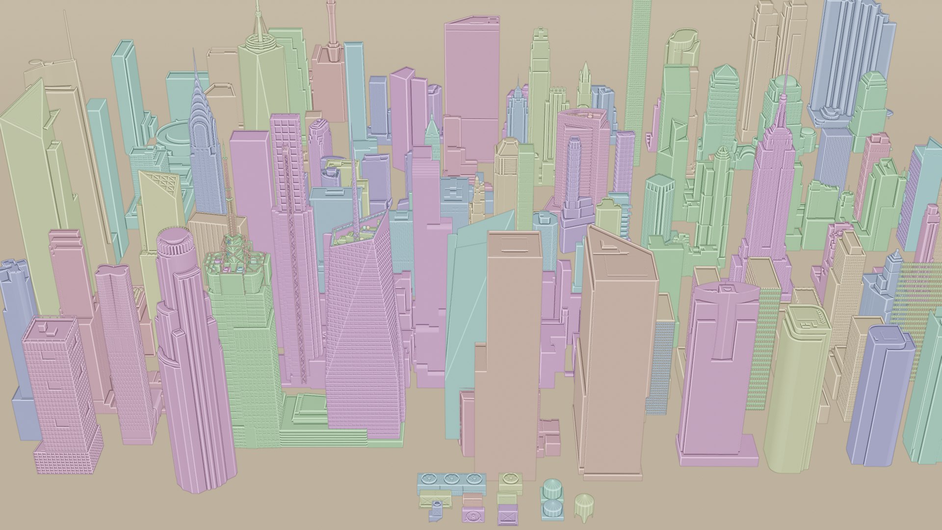 3D 100 Buildings City Kit - TurboSquid 2131060