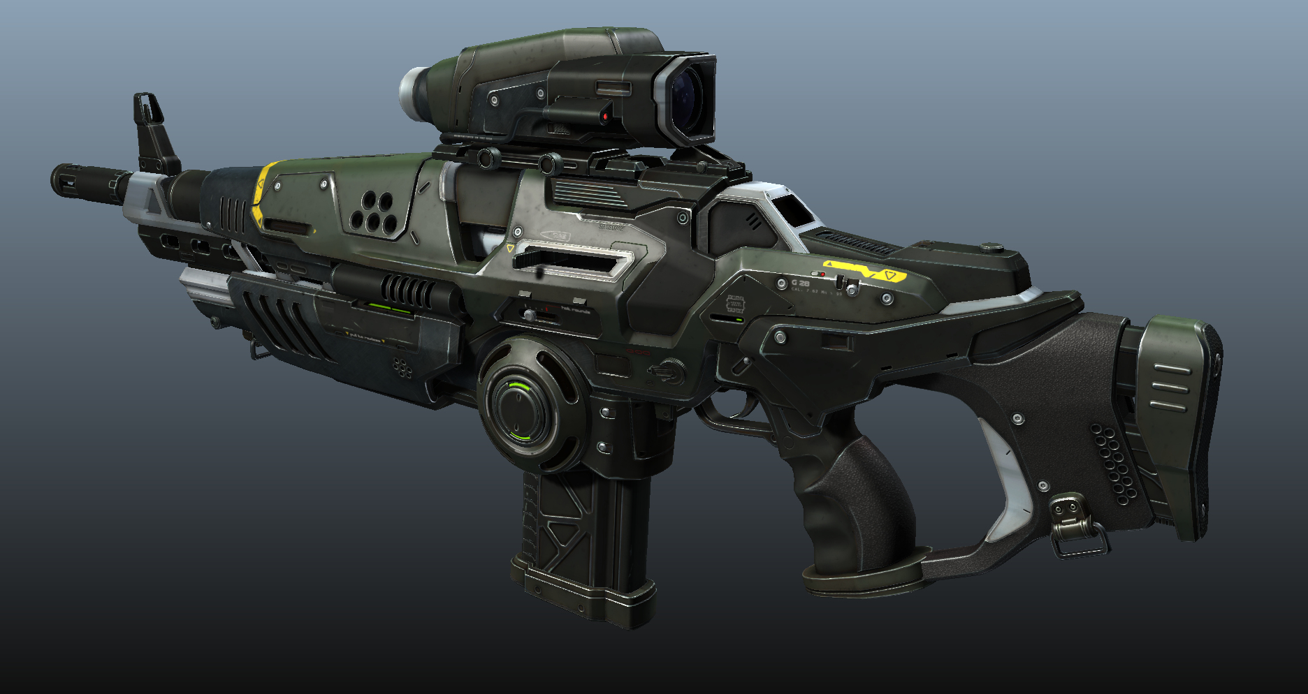3D sci-fi assault rifle - model - TurboSquid 1162807
