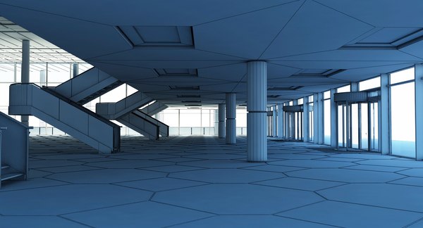 3d model large modern glass building