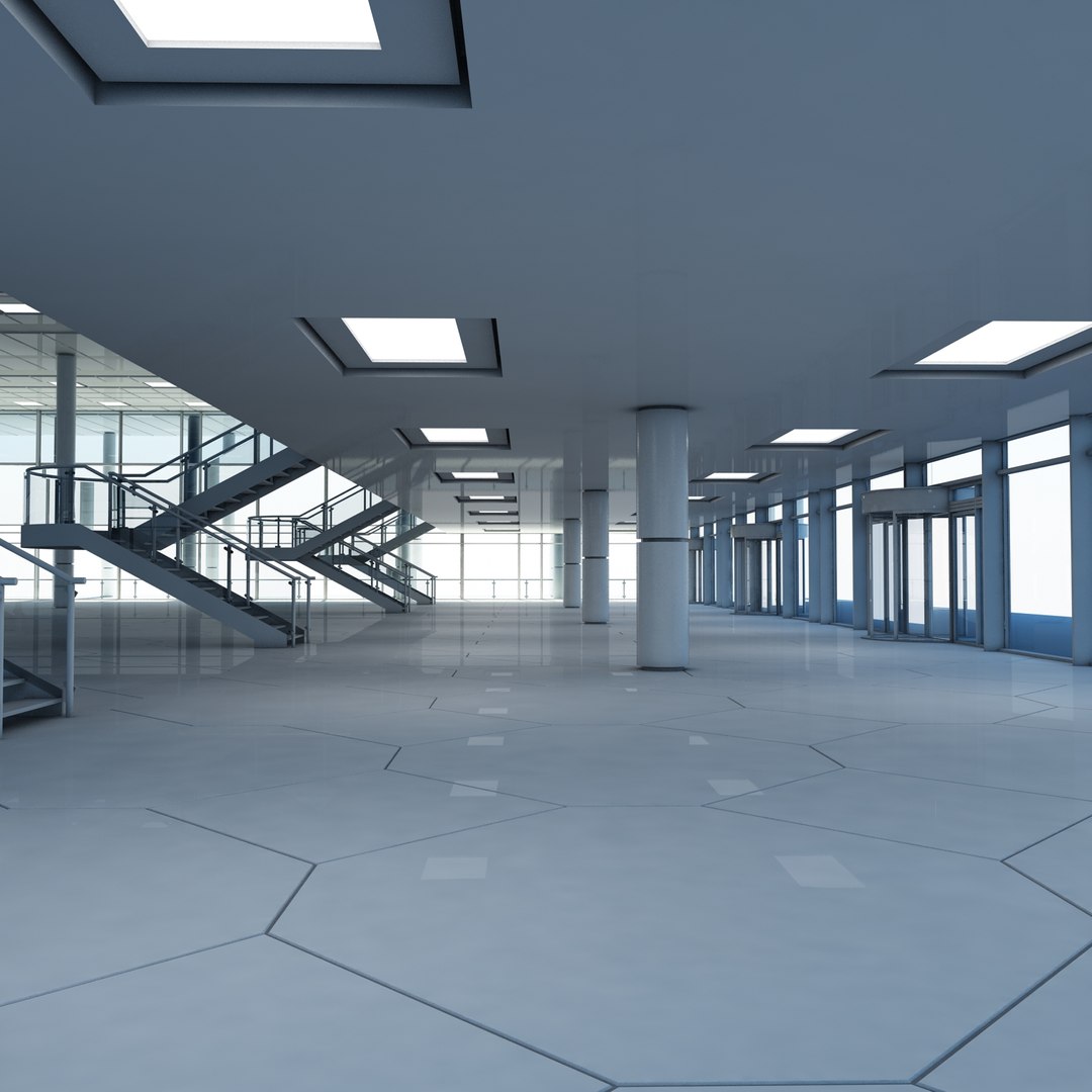 3d model large modern glass building