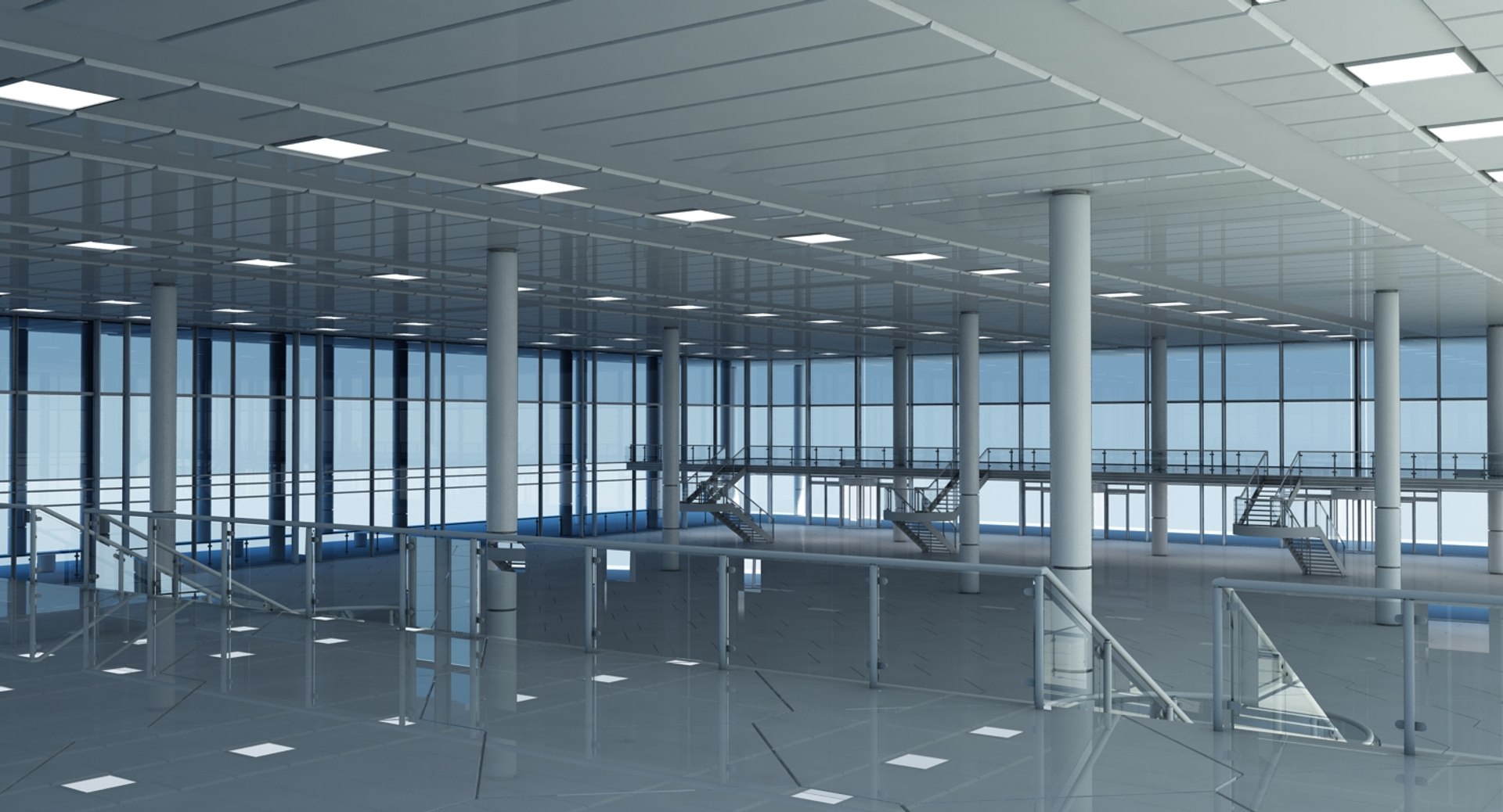 3d model large modern glass building