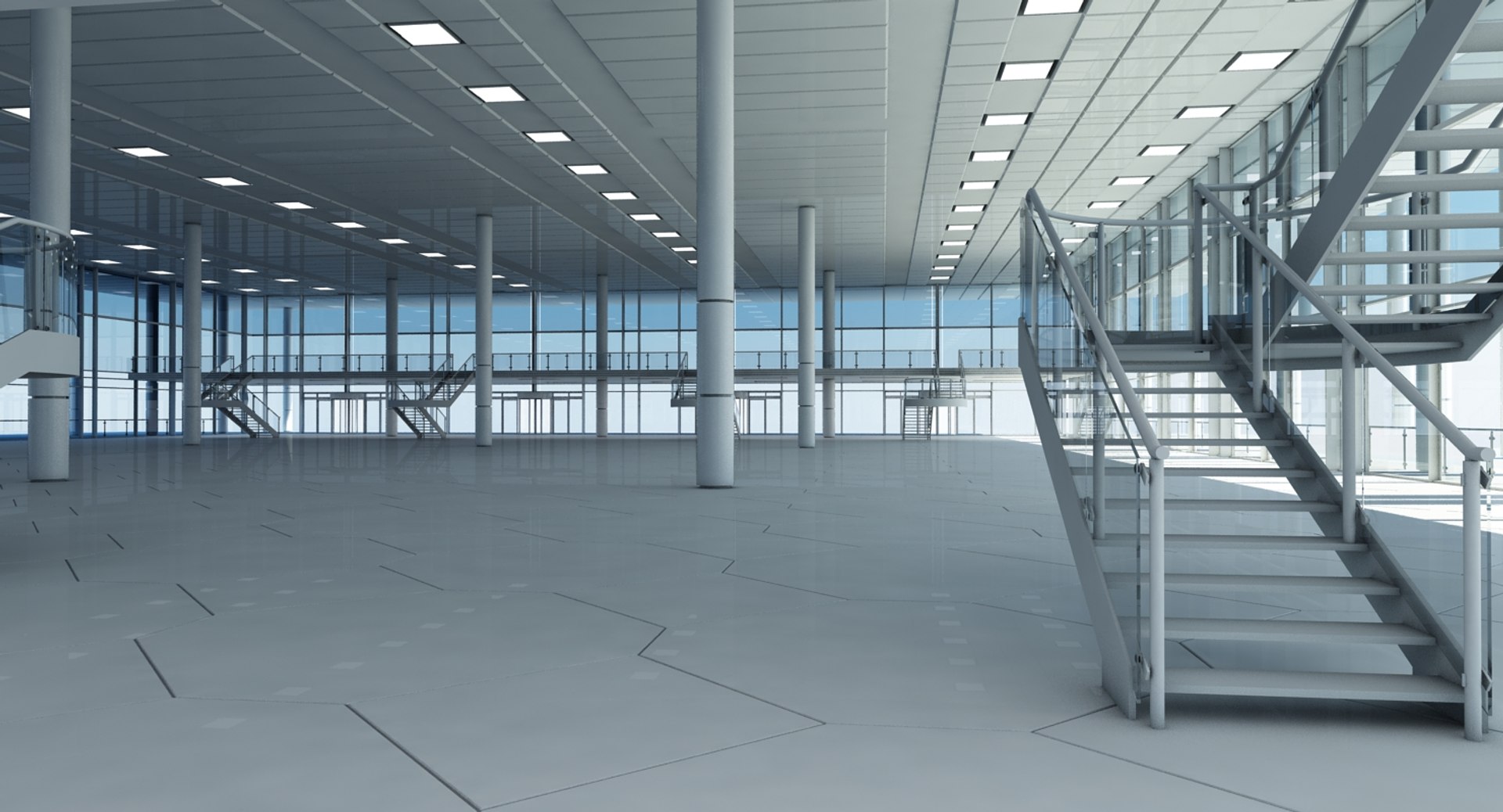 3d model large modern glass building