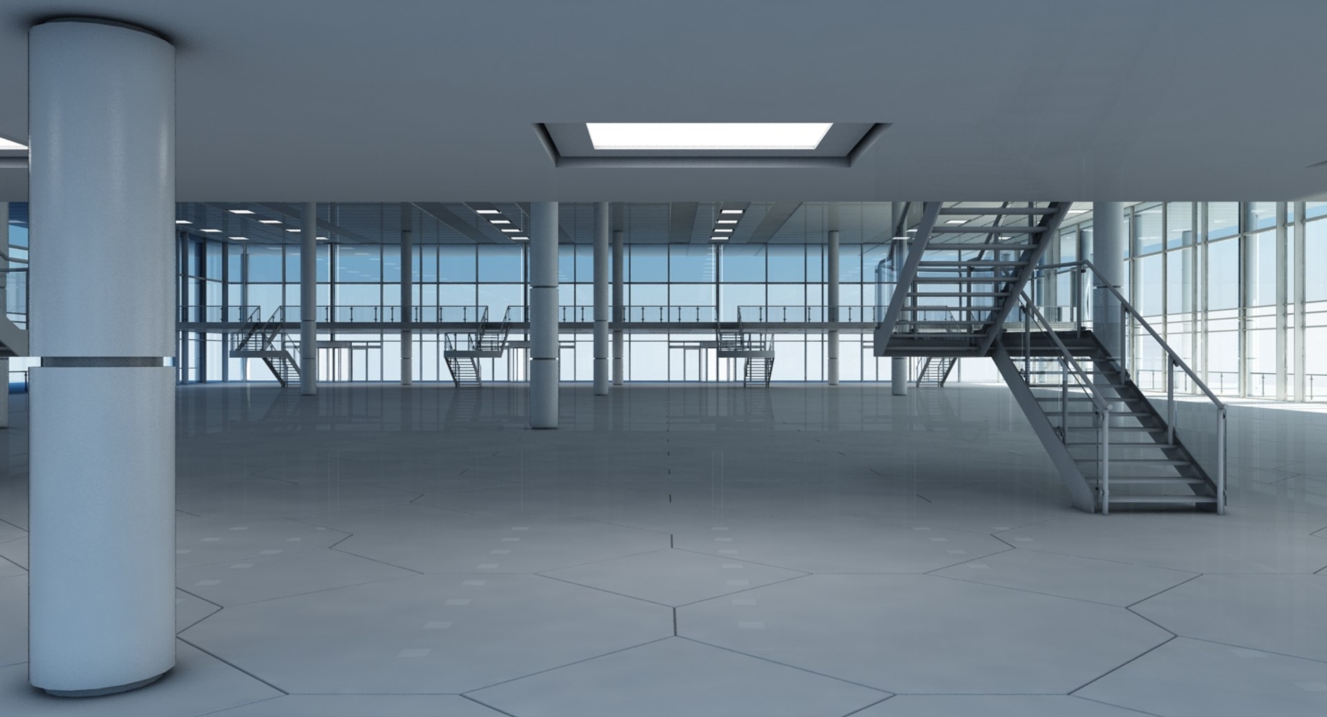 3d model large modern glass building