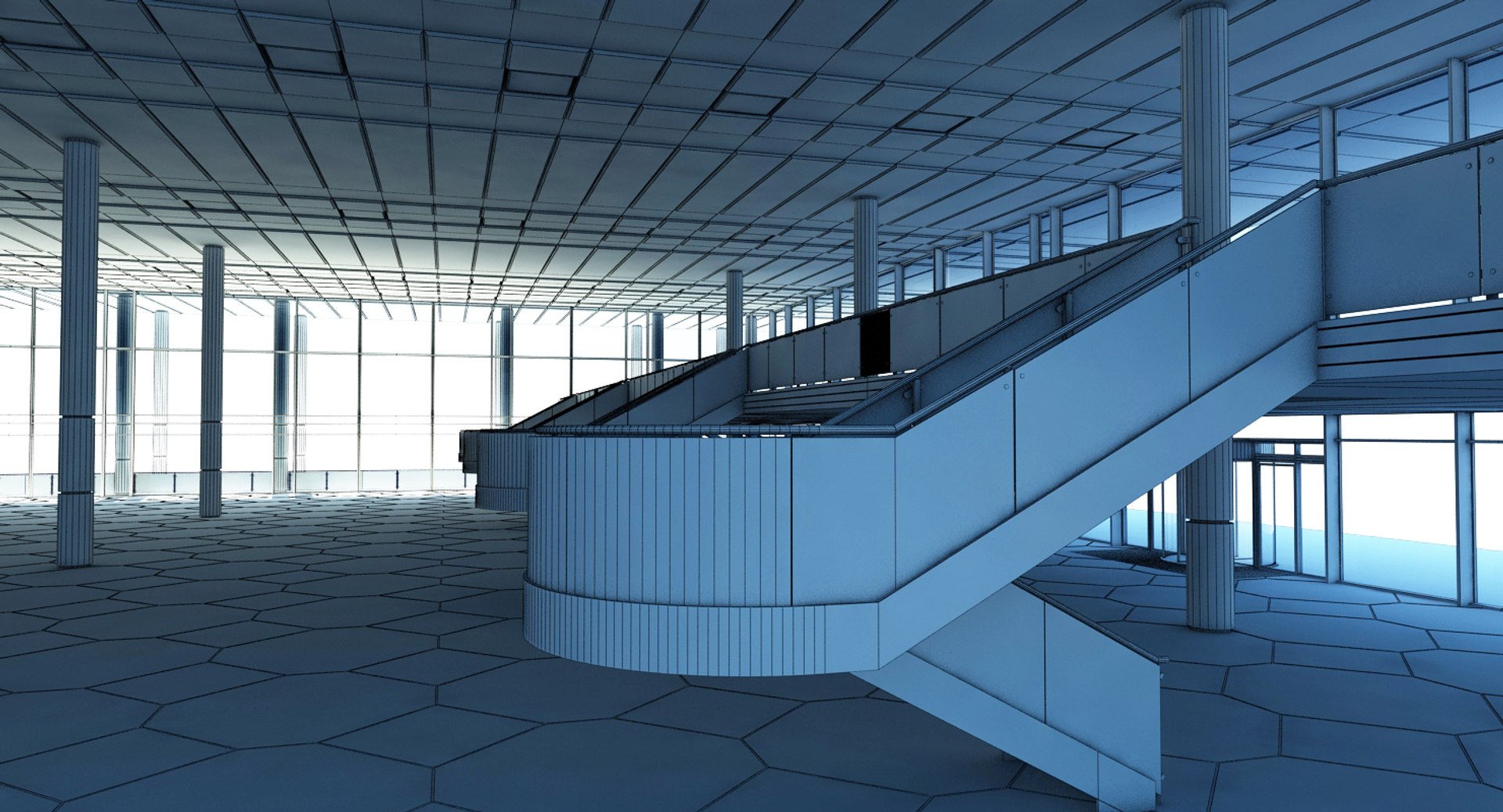 3d model large modern glass building