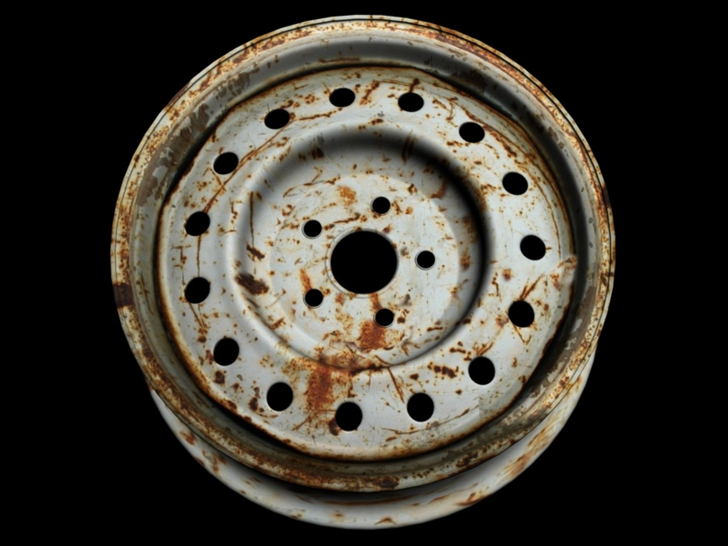 rusty steel rims set 3d model