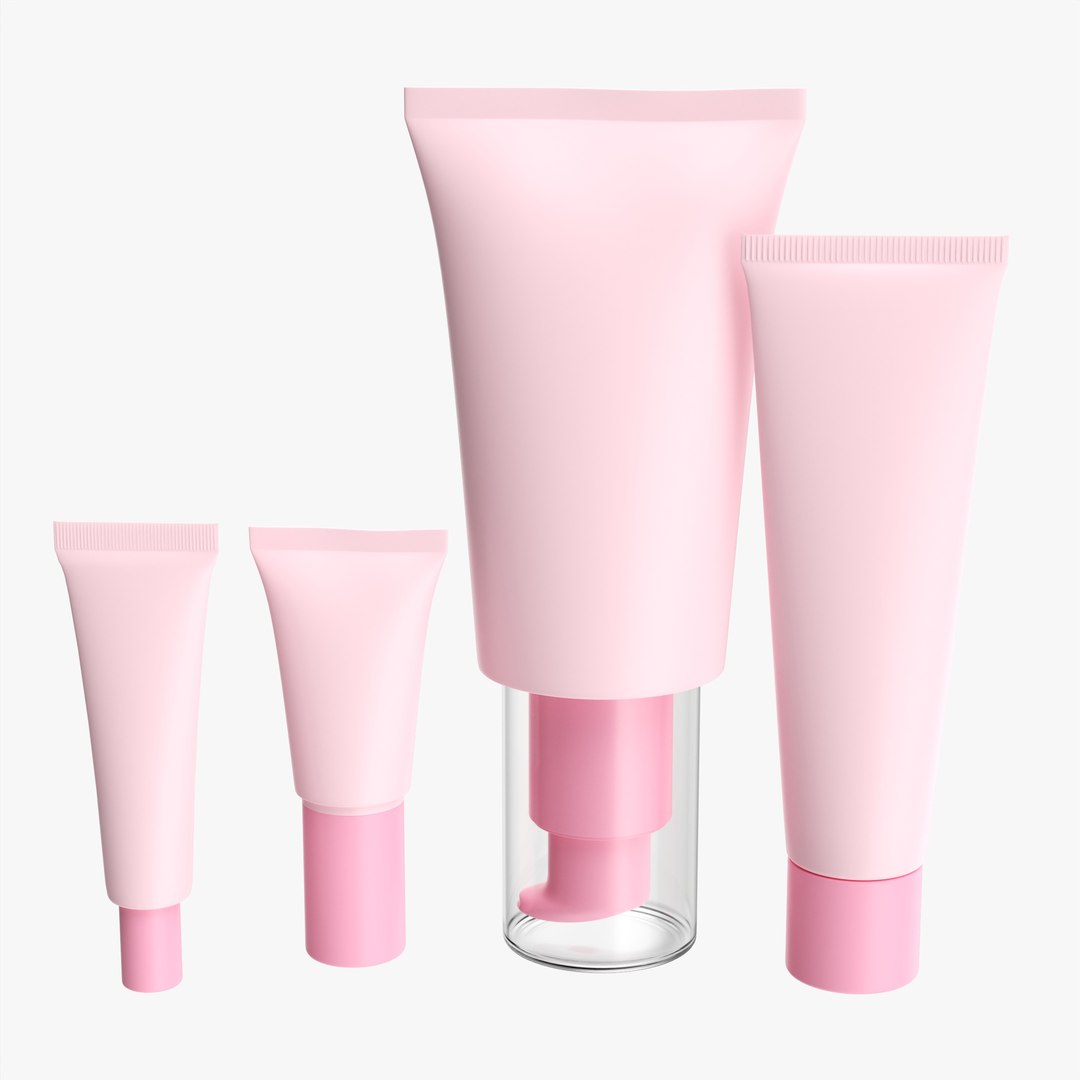 Cosmetics Tube Set 02 Mockup 3D Model - TurboSquid 1842829