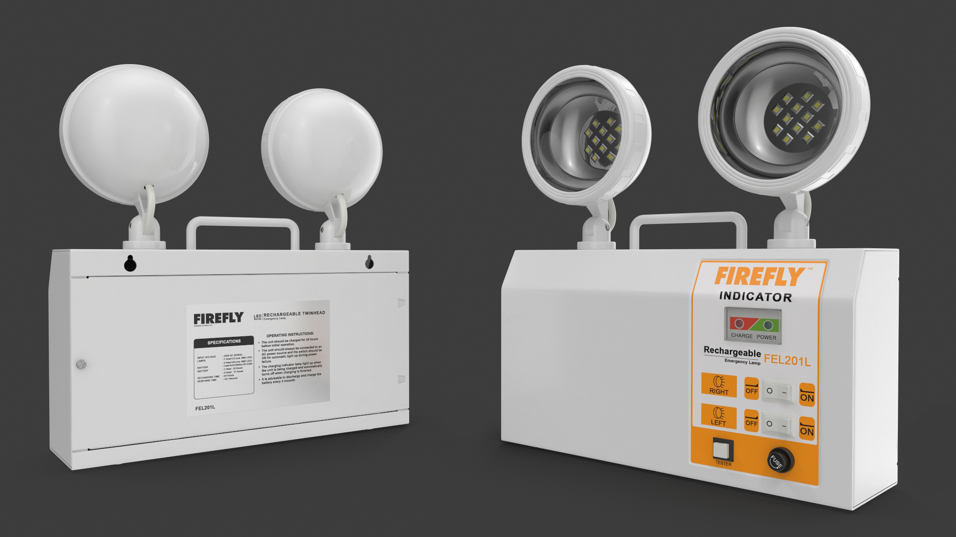 Rechargeable Twin LED Emergency Lamp FIREFLY FEL201L 3D model ...