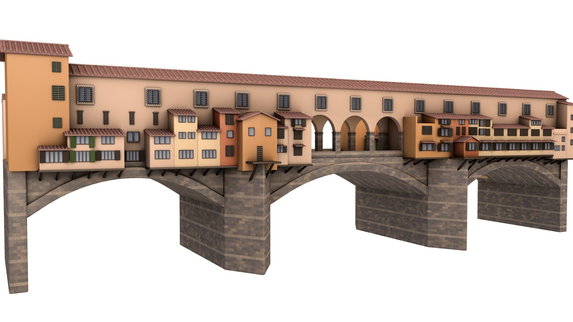 3D Ponte Vecchio Bridge Florence Model - TurboSquid 2258440