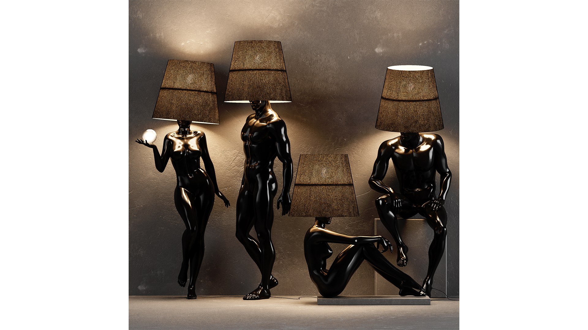 3D Model Hommer Human Lampshade Floor Lamp - Vray Max - TurboSquid 2245614
