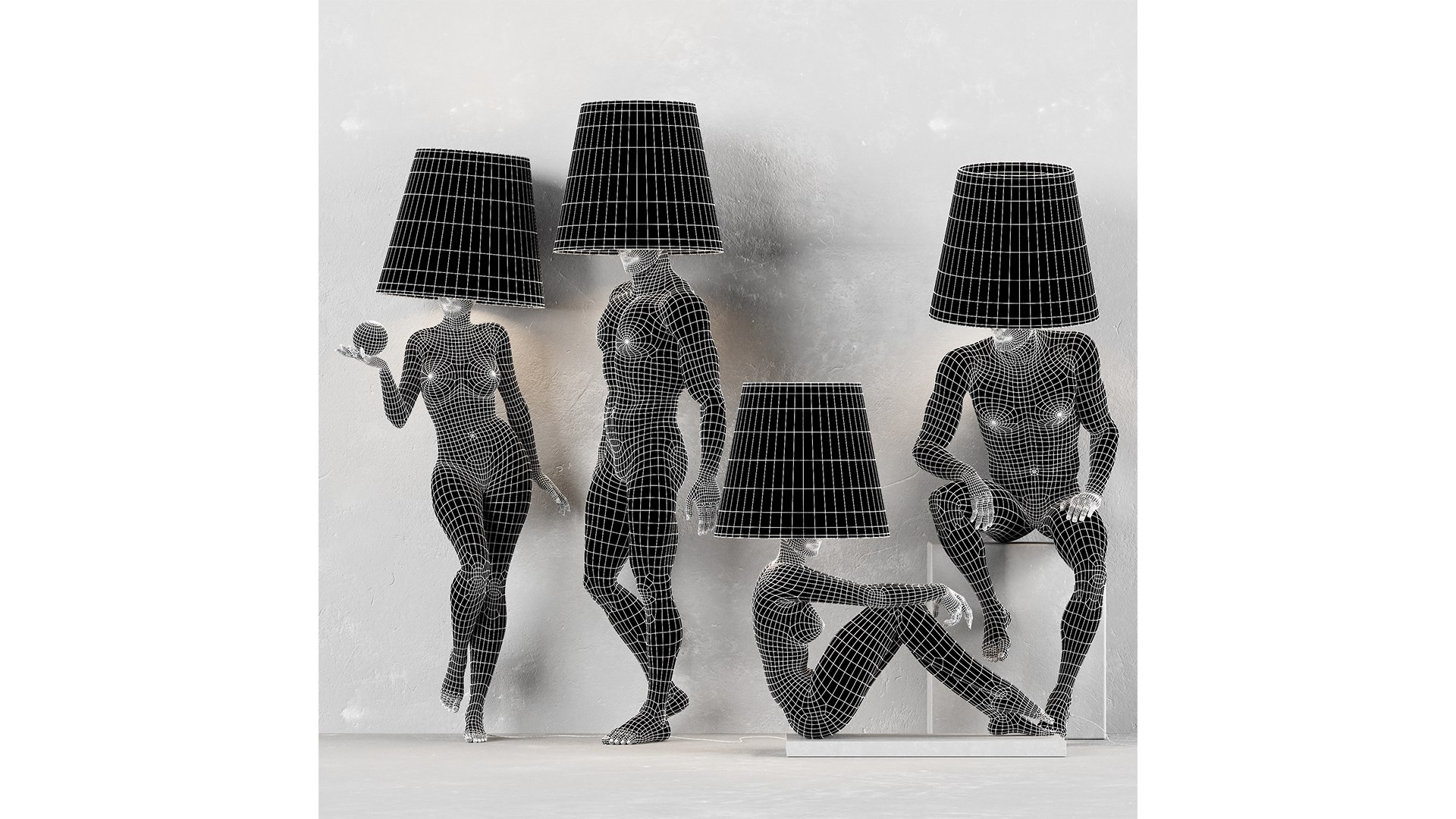 3D Model Hommer Human Lampshade Floor Lamp - Vray Max - TurboSquid 2245614