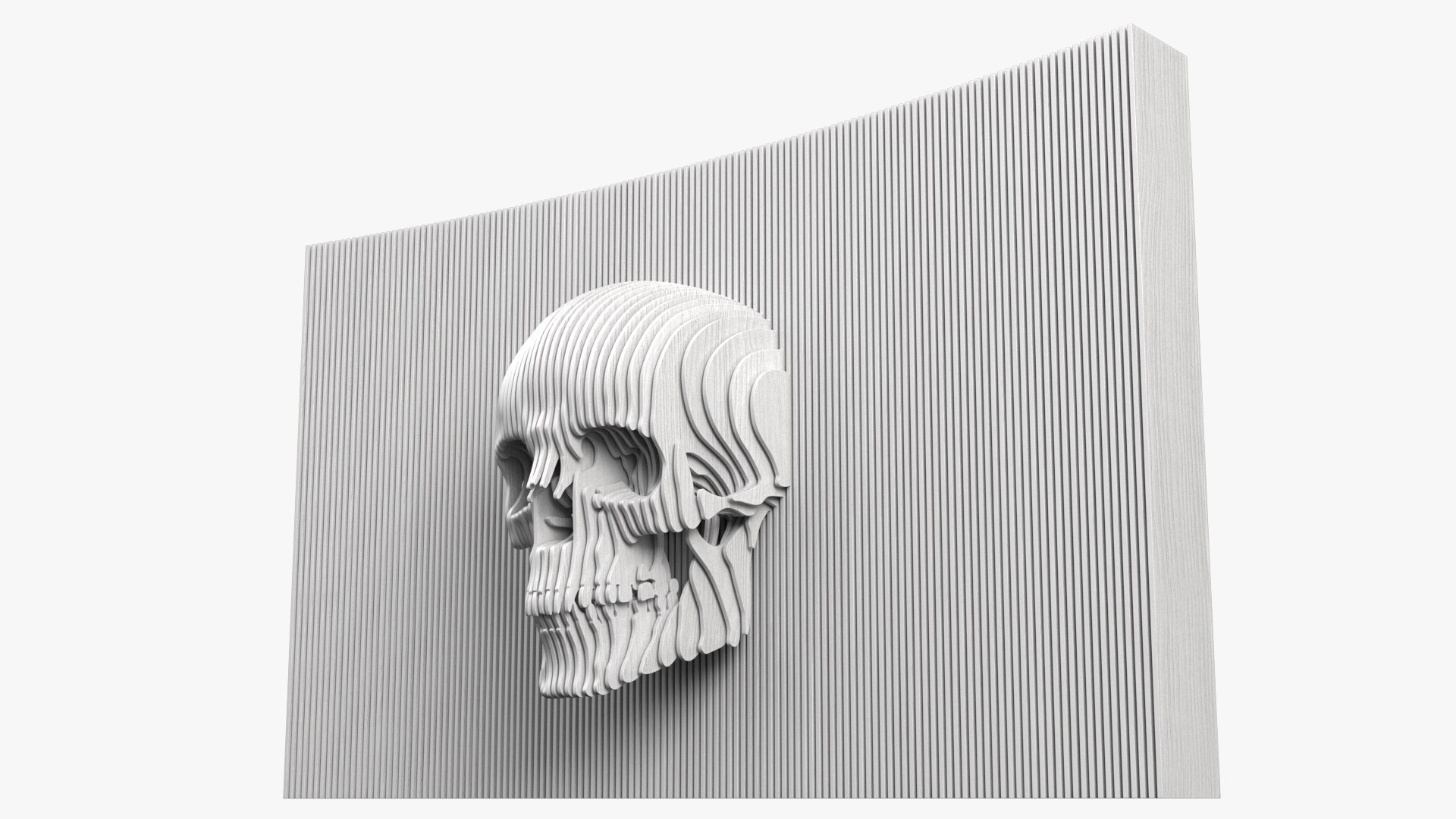 Modern Parametric Wooden Wall Decor - Wooden Scull 3D Model ...