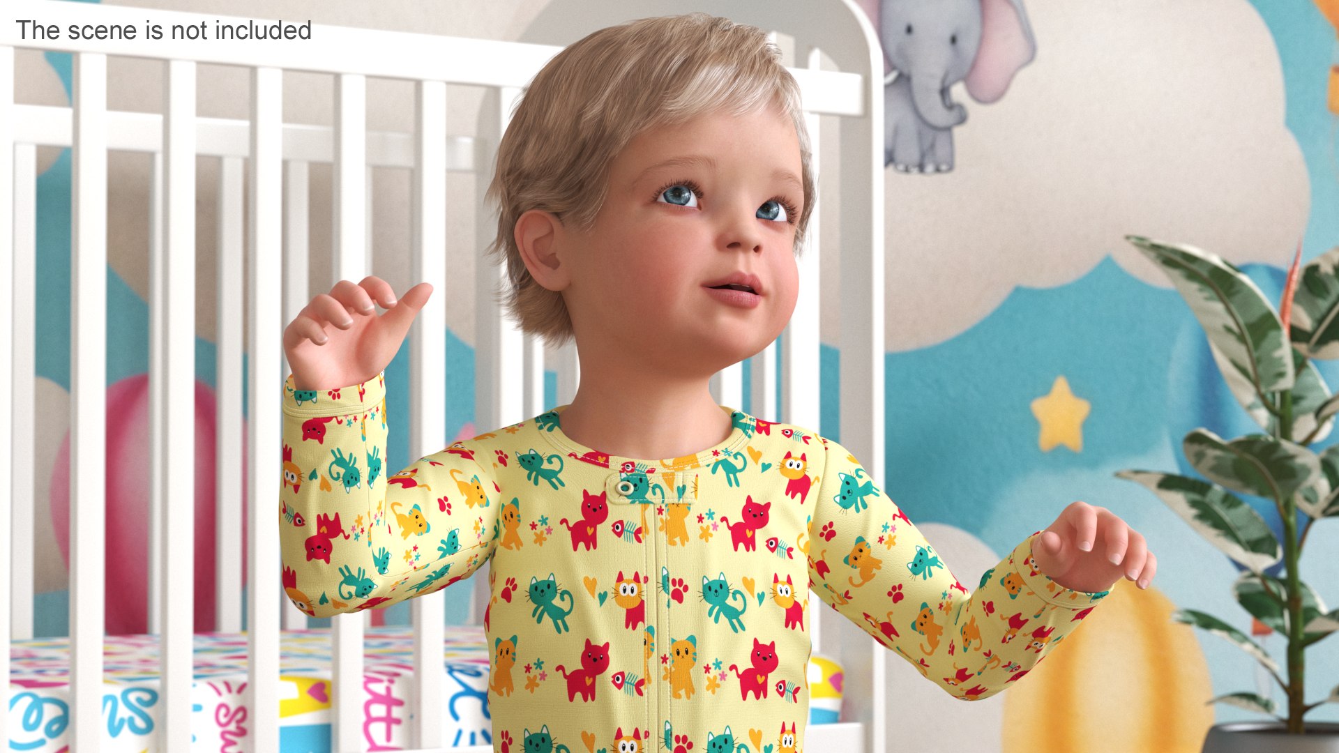 3D Toddler Aged 1 Year In Pajamas Rigged For Maya - TurboSquid 2285054