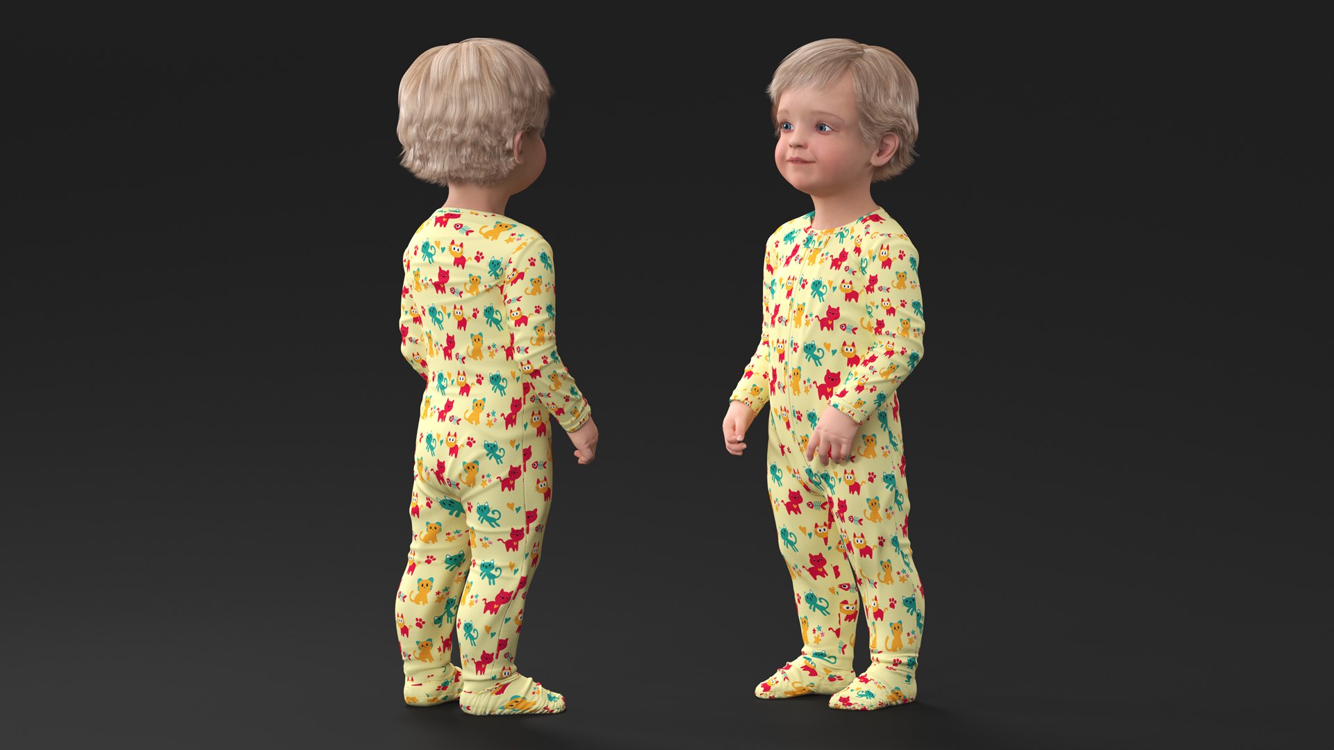 3D Toddler Aged 1 Year In Pajamas Rigged For Maya - TurboSquid 2285054