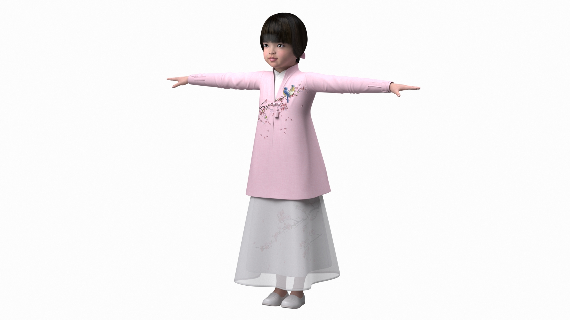 Child Girl From Asia In National Costume Rigged For Modo Model ...