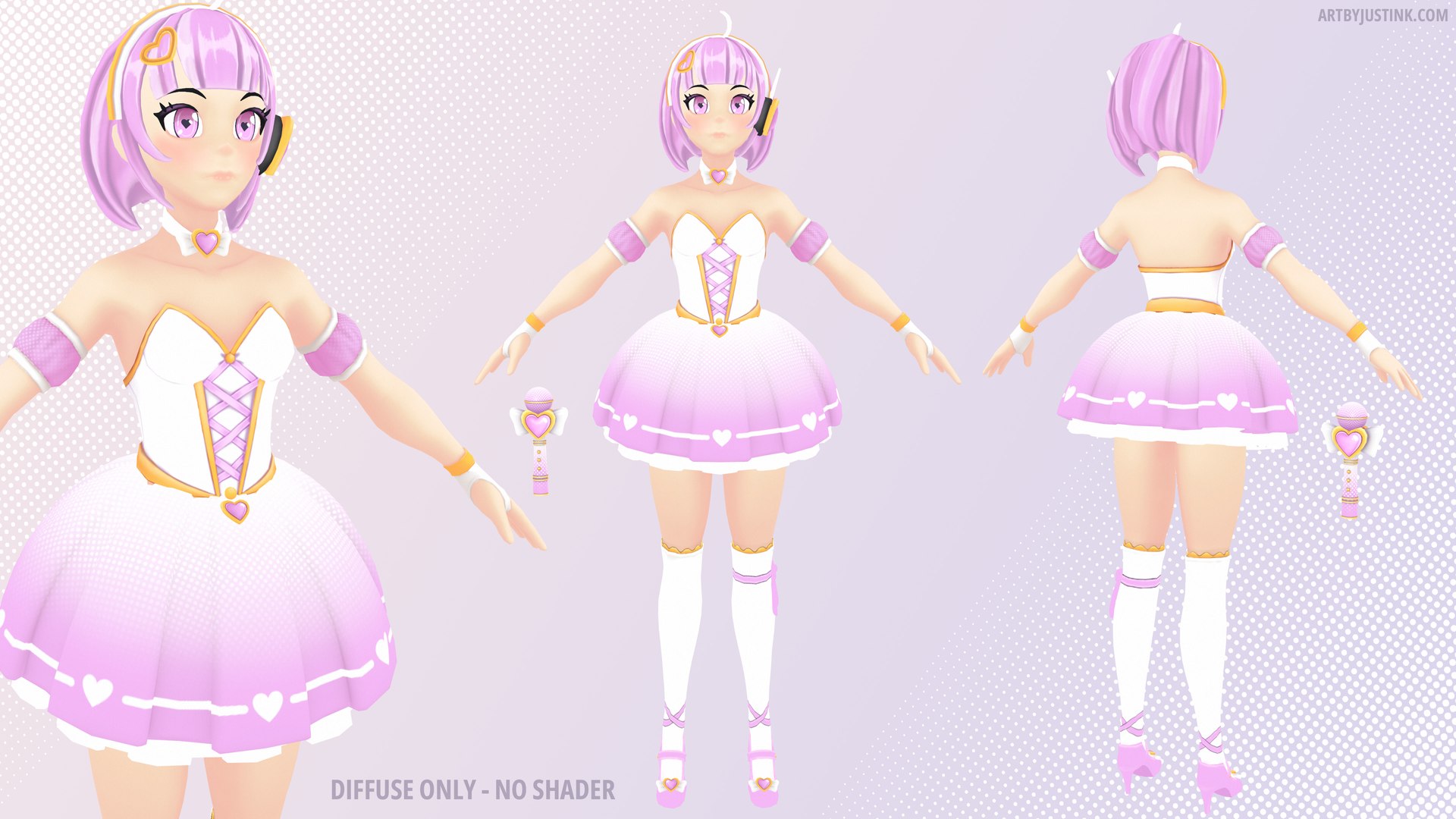 Idol - Cute Anime Pop Star - Custom Unity Shader 3D - TurboSquid 1808655