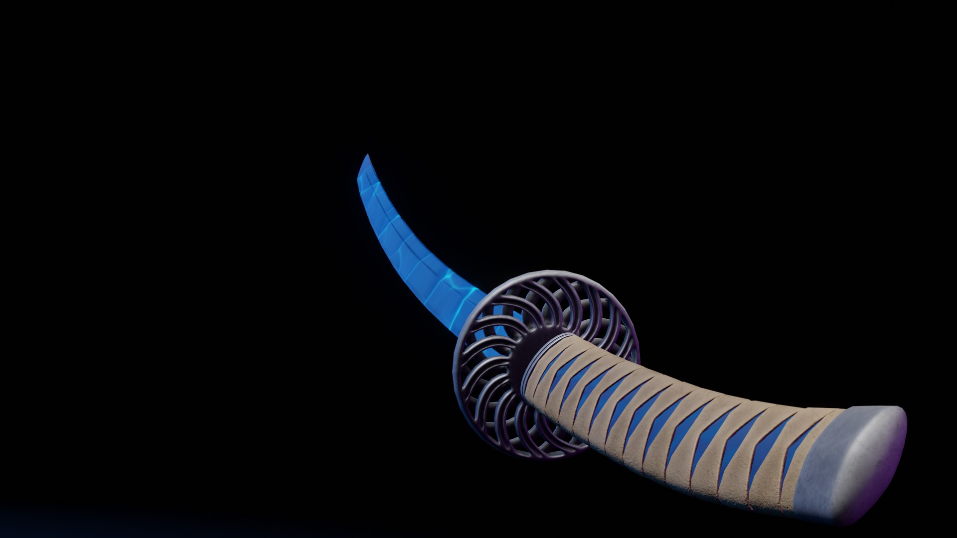 Katana Asset With 5 Skins PBR Textures Low-poly Game Ready 3D Model ...