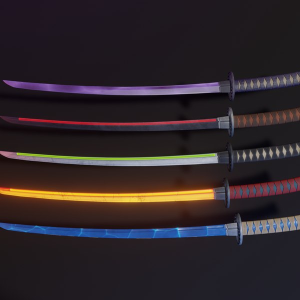 modelo 3d Katana Asset con 7 nuevas máscaras, texturas PBR, juego de ...