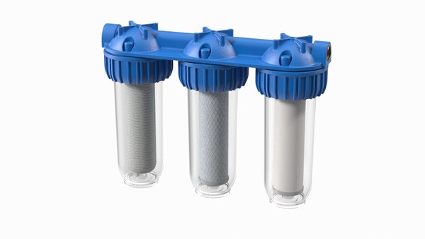 modelo 3d Carcasa del filtro de agua de triple etapa con filtros ...