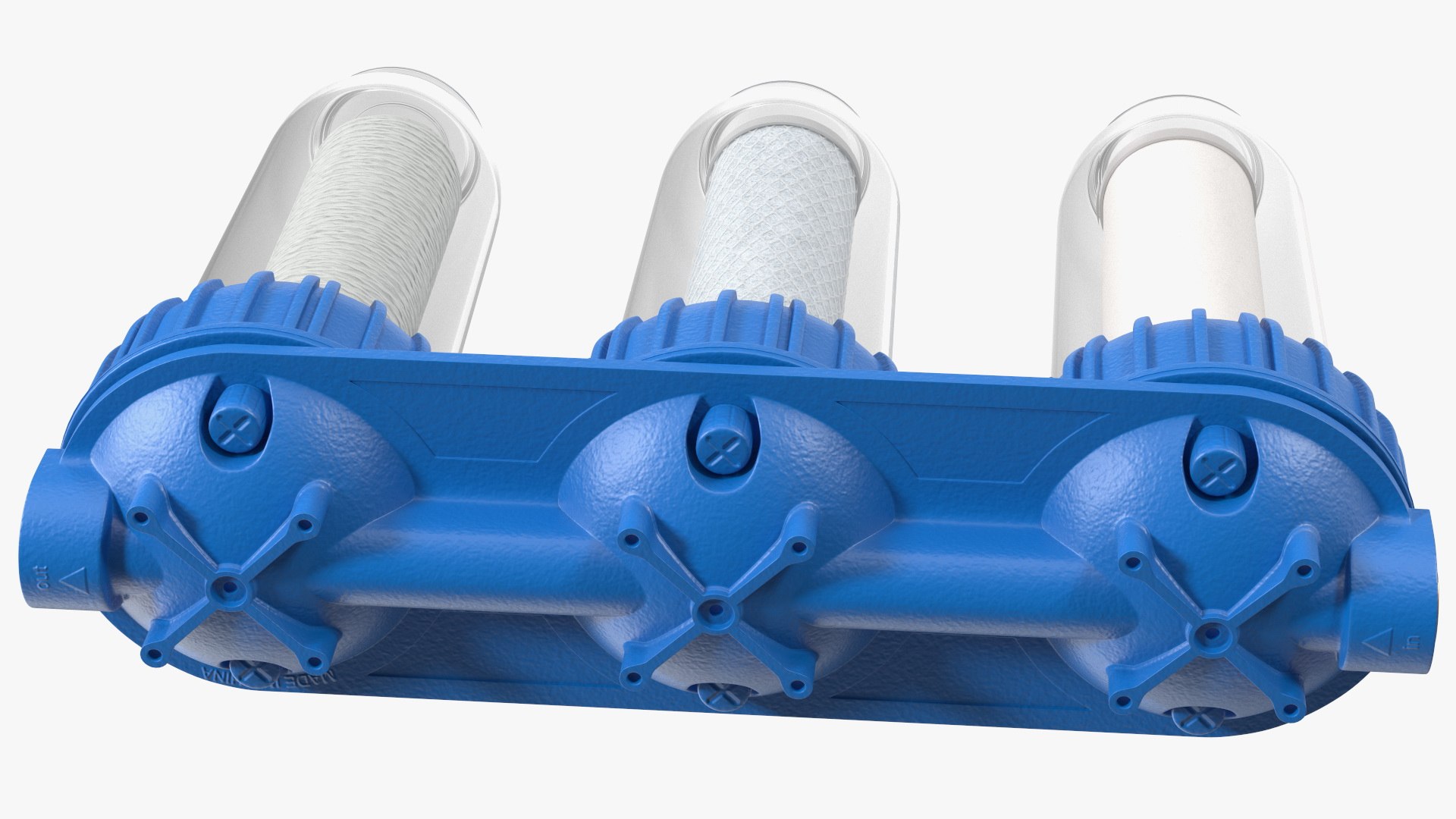 Triple Stage Water Filter Housing with Filters model - TurboSquid 1735831