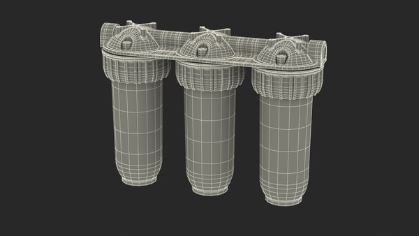 modelo 3d Carcasa del filtro de agua de triple etapa con filtros ...