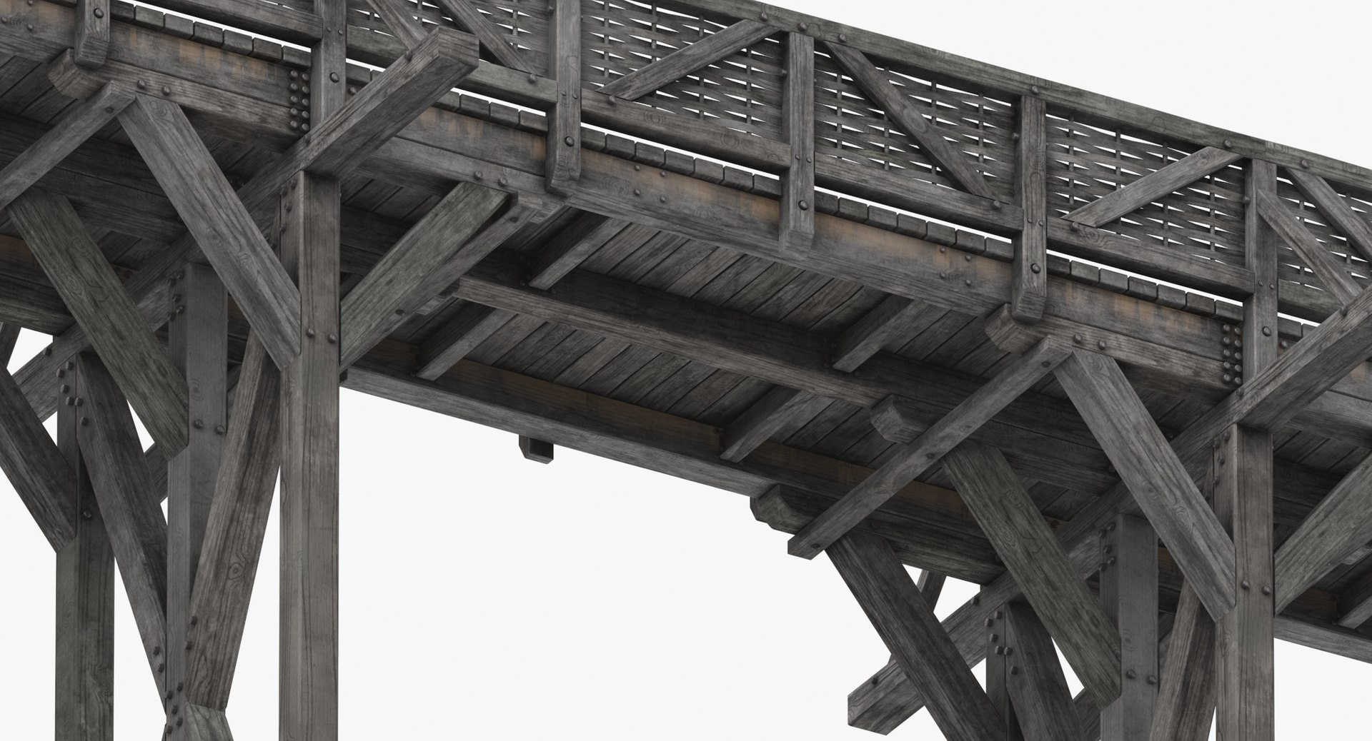 3D Medieval Wooden Bridge Tiled 4 Sections - TurboSquid 1824311