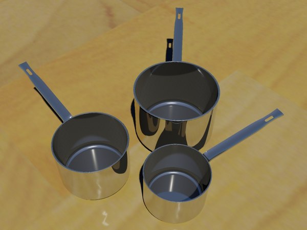 3d model set saucepans pots