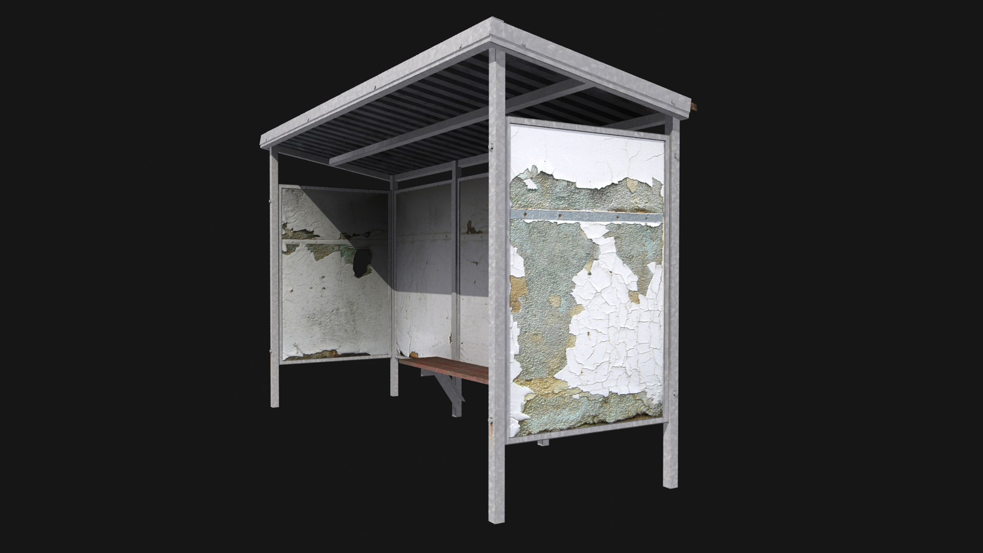 3D Shabby Bus Shelter Model - TurboSquid 1504437