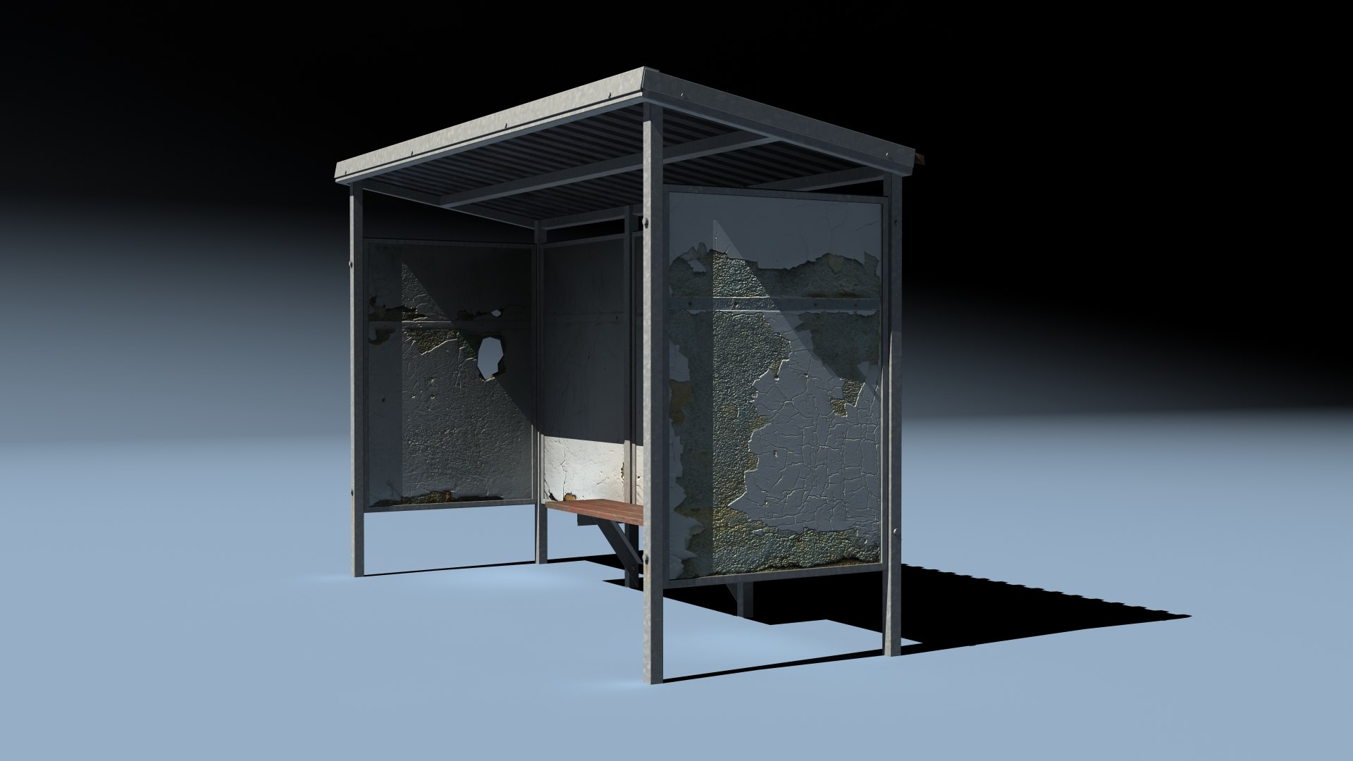 3D Shabby Bus Shelter Model - TurboSquid 1504437