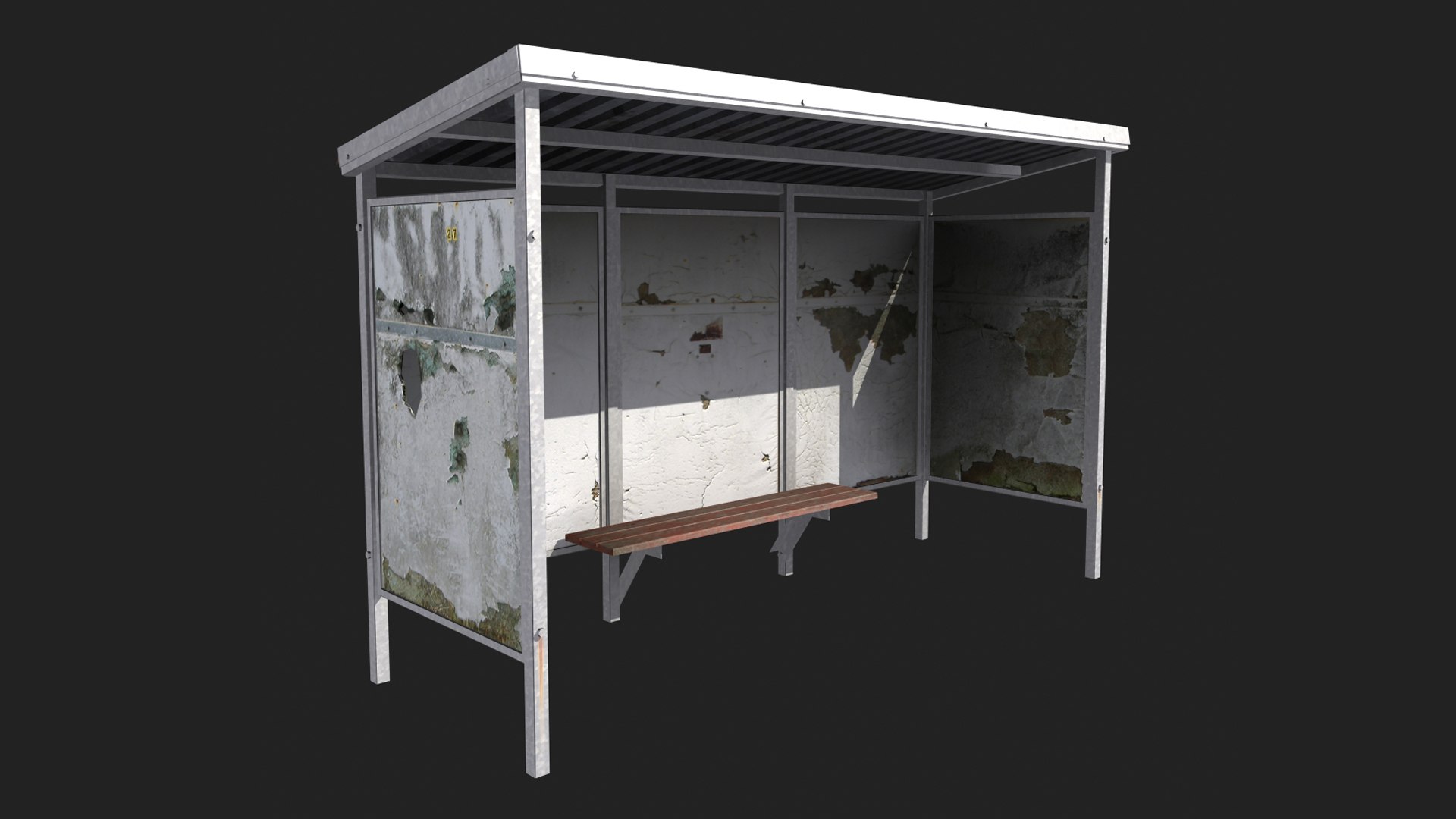 3D Shabby Bus Shelter Model - TurboSquid 1504437