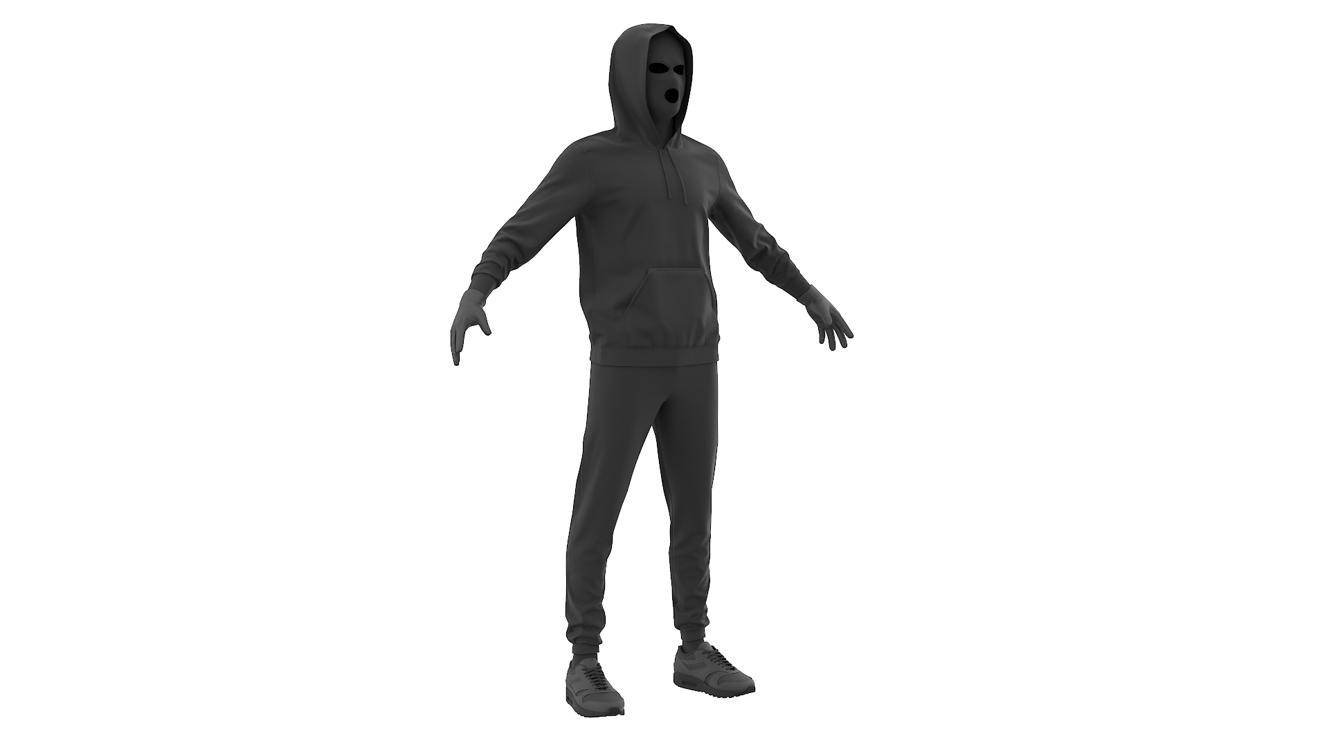 3D Burglar Black Full Outfit With Hood - TurboSquid 2328216