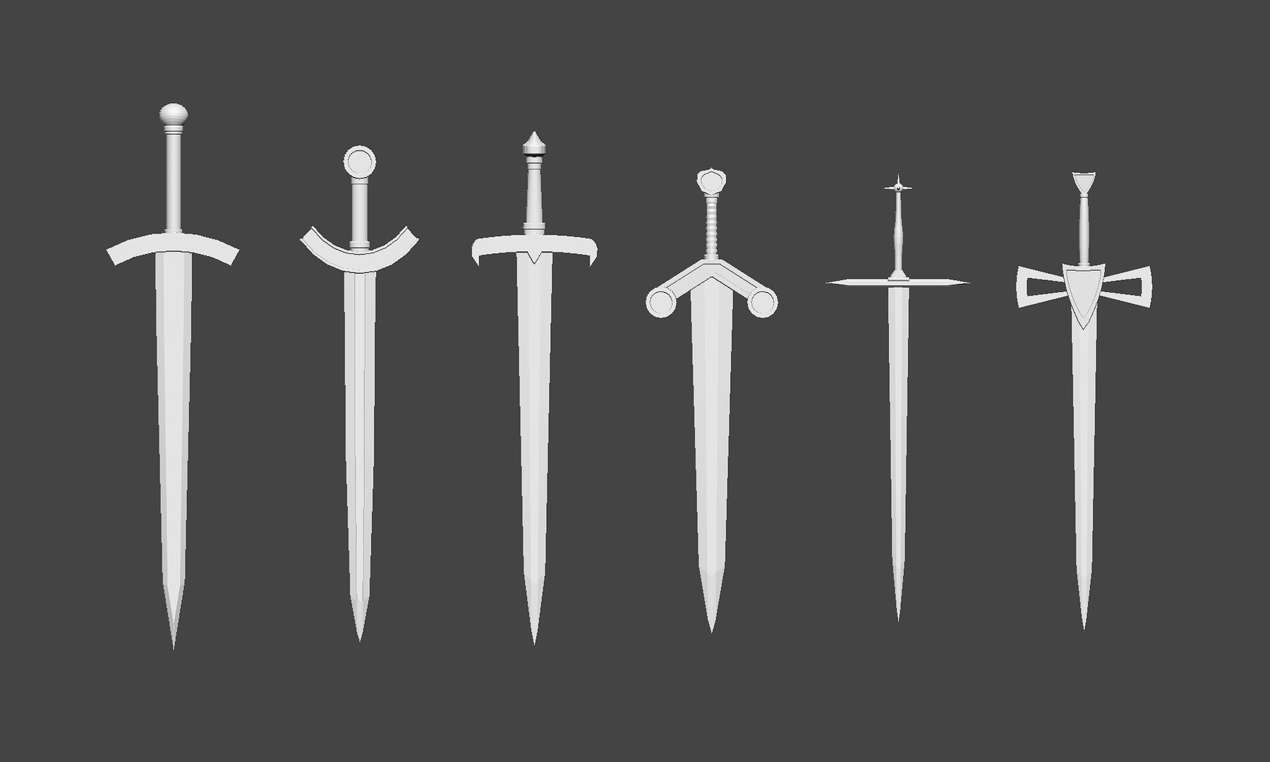 3D 30 Low-poly Medieval Fantasy Sword Melee Weapon Base Mesh Shapes IMM ...