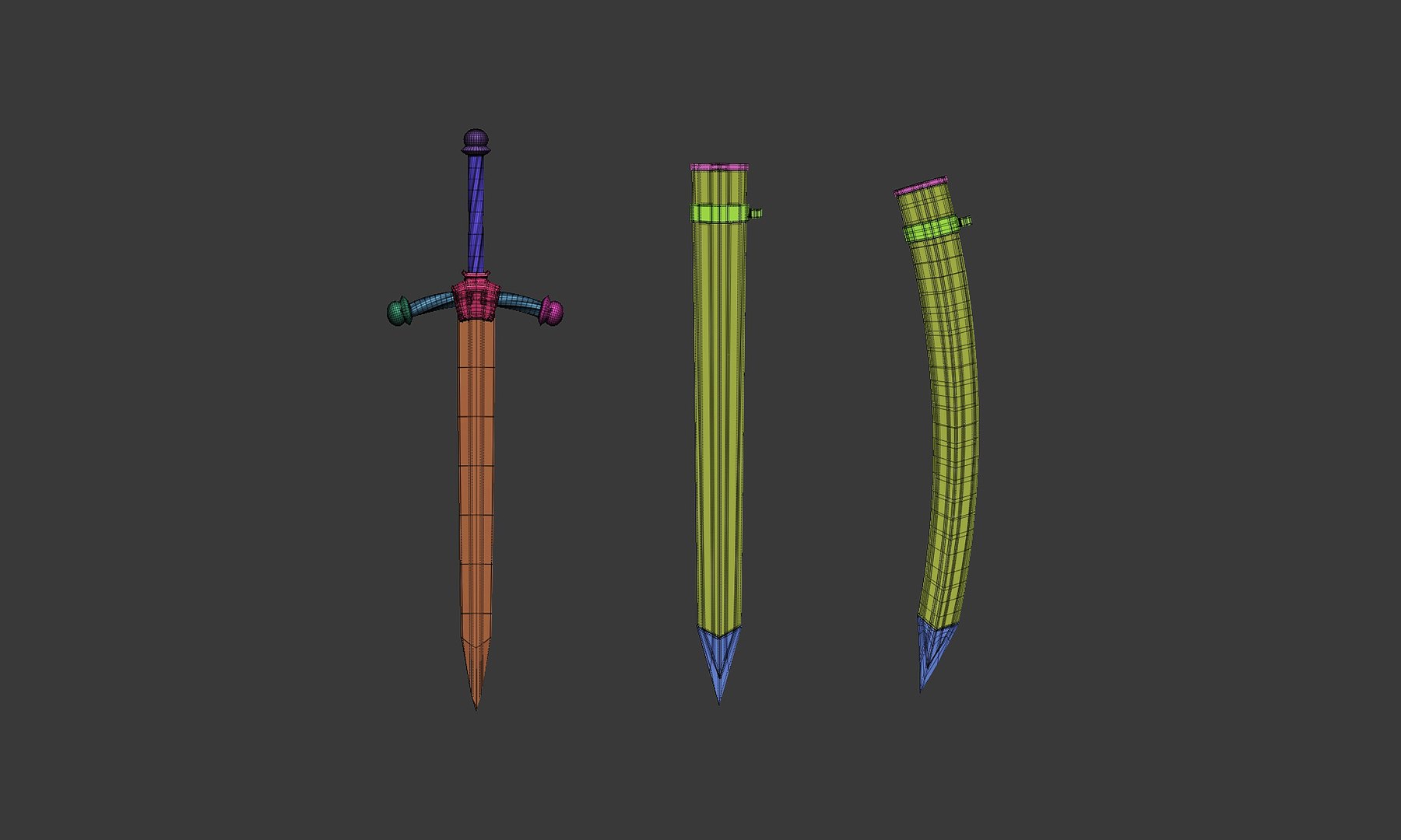 3D 30 Low-poly Medieval Fantasy Sword Melee Weapon Base Mesh Shapes IMM ...