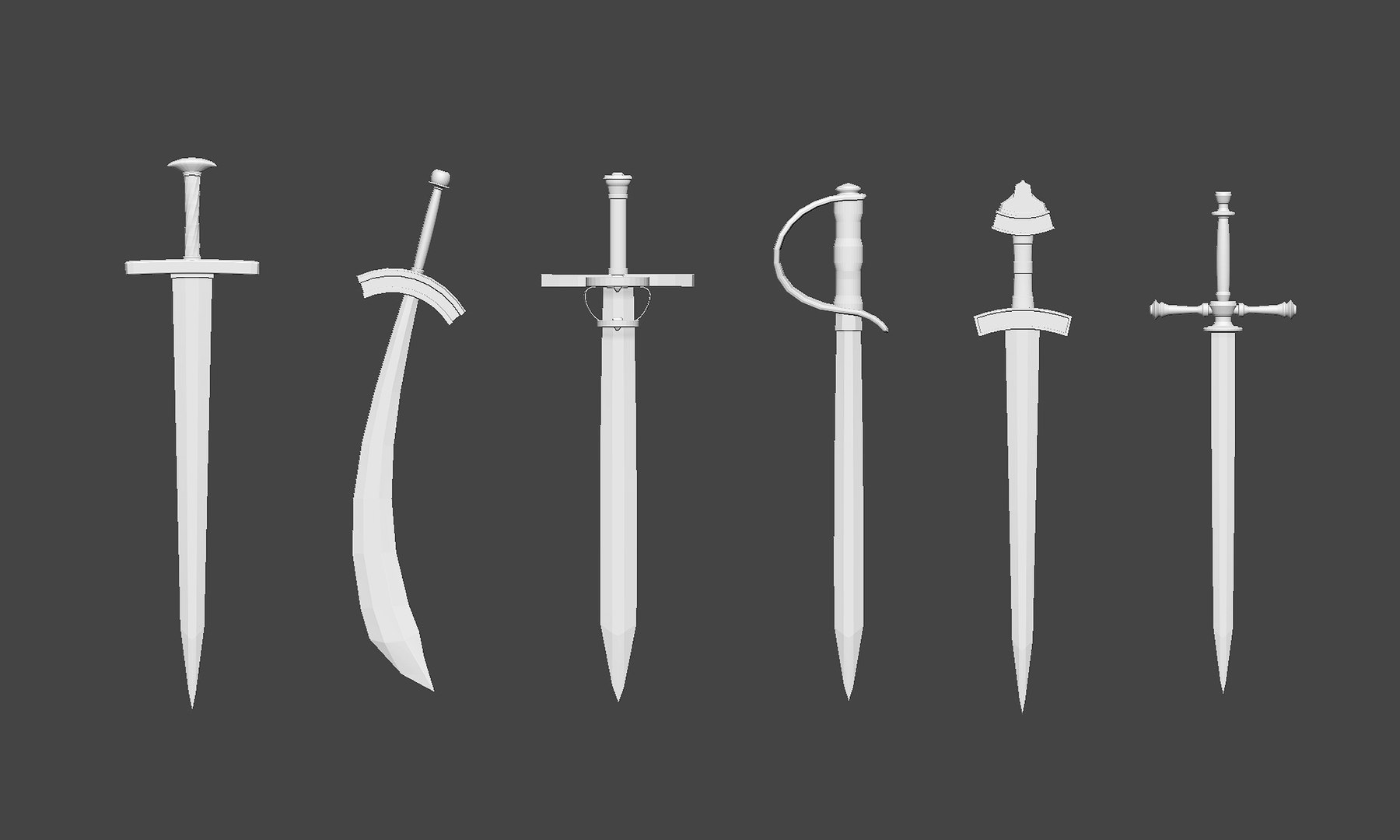 3D 30 Low-poly Medieval Fantasy Sword Melee Weapon Base Mesh Shapes IMM ...