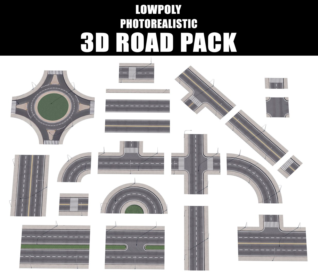 3D Lowpoly 3D Road Pack - TurboSquid 2301214