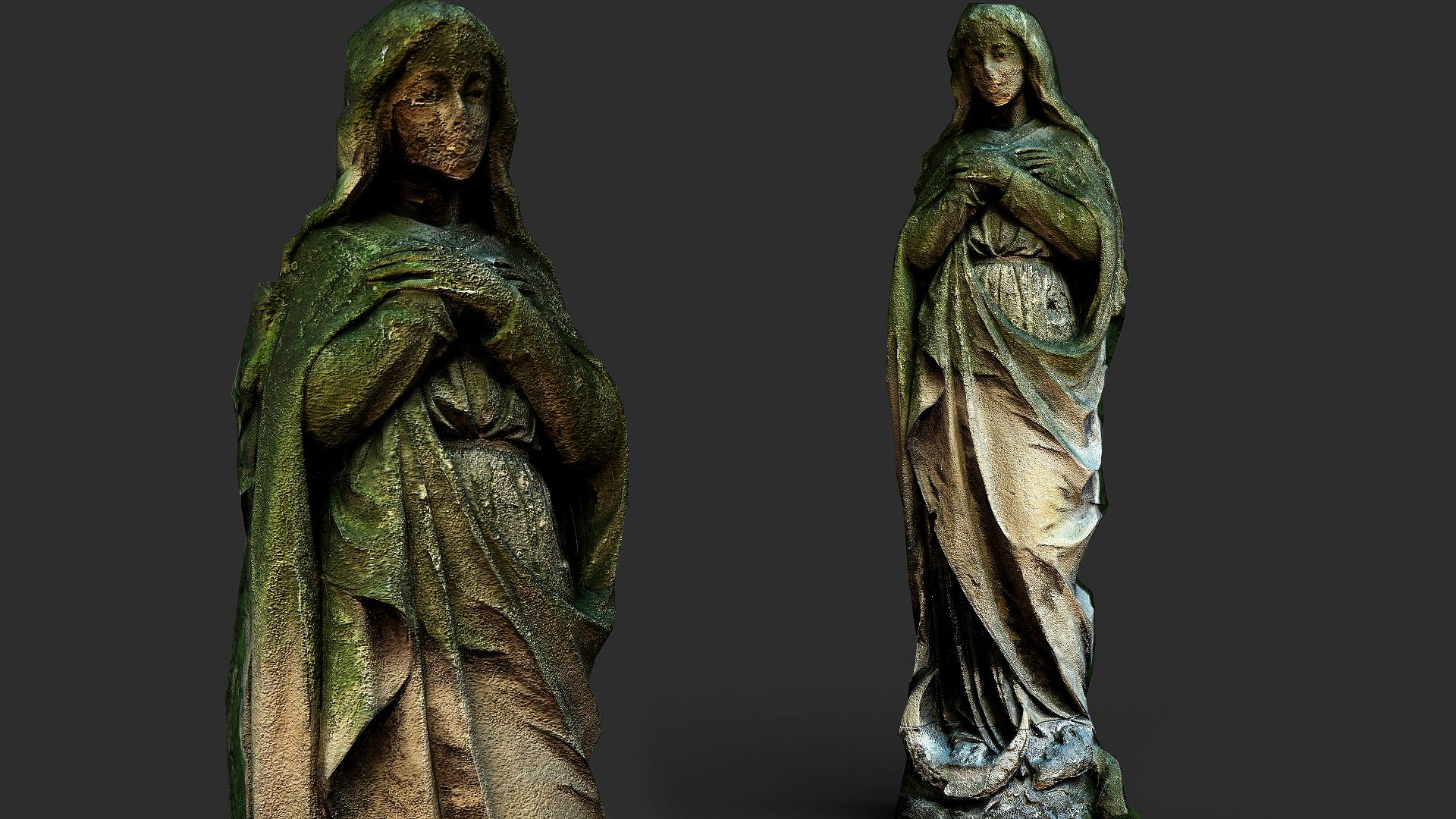 3D tombstone ancient stone mossy nymph monument PBR photogrammetry ...