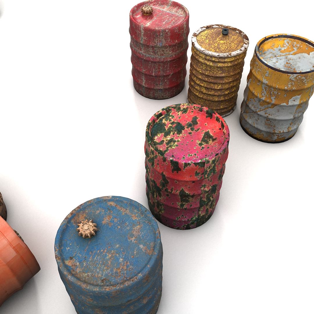 3d metal barrels model