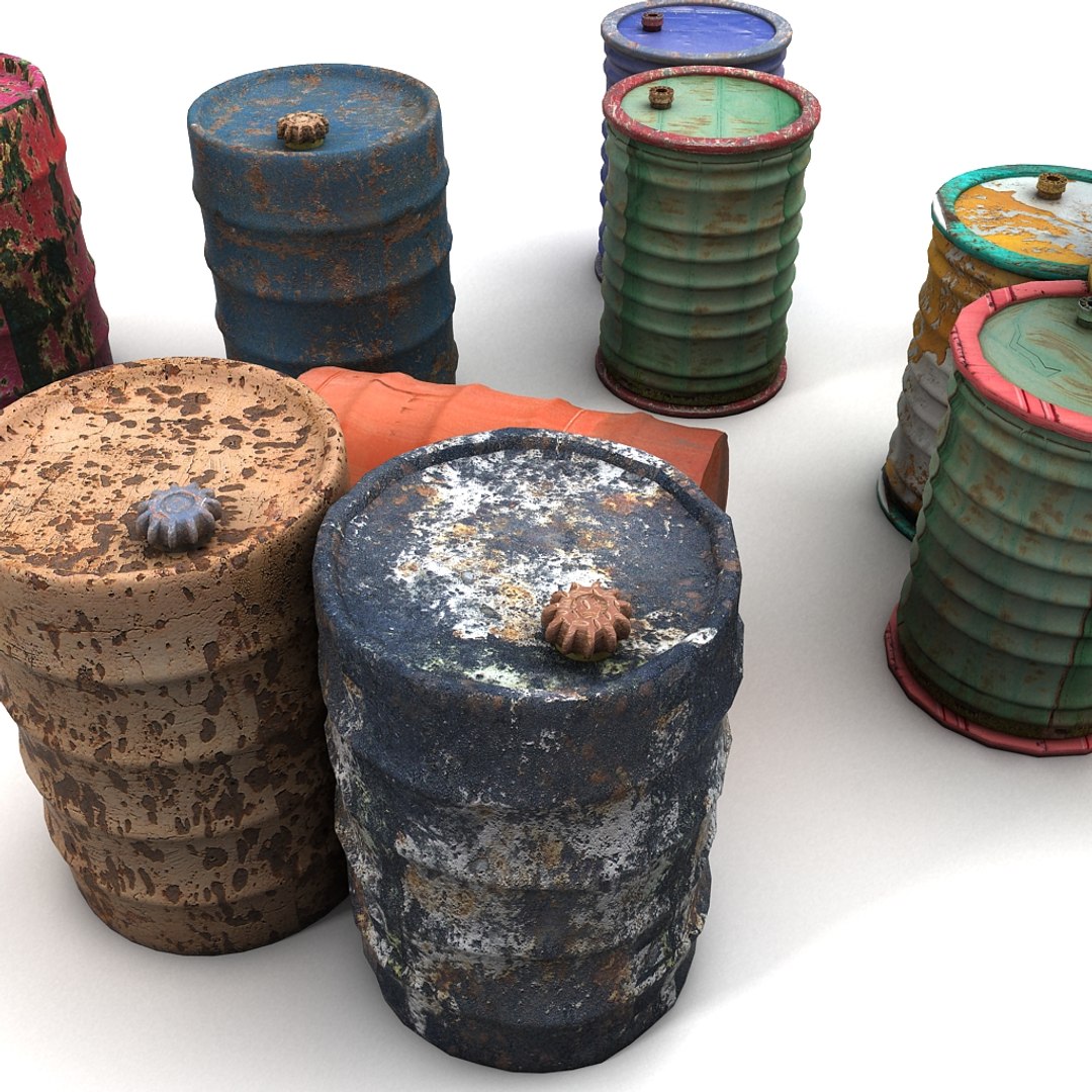 3d Metal Barrels Model