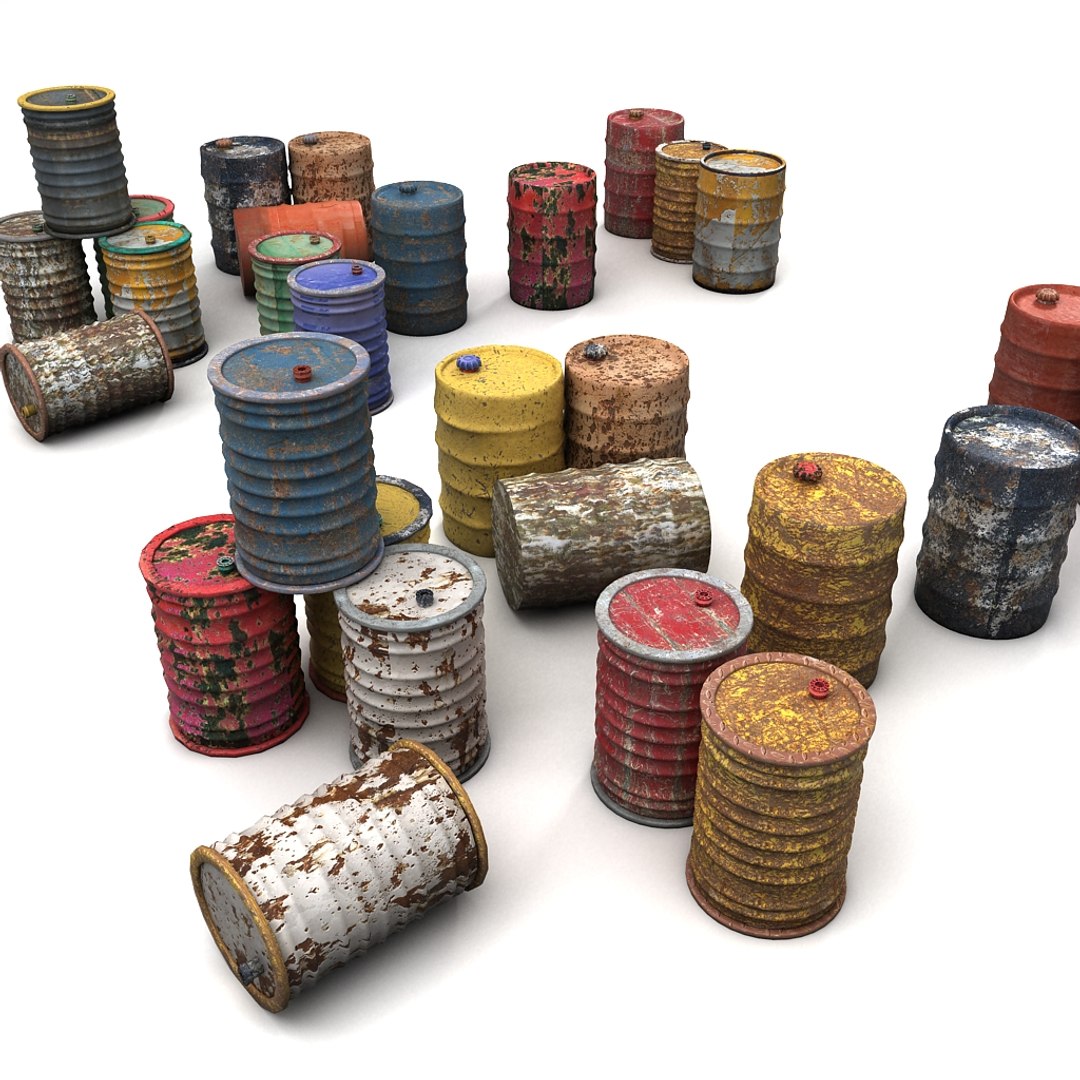 3d metal barrels model
