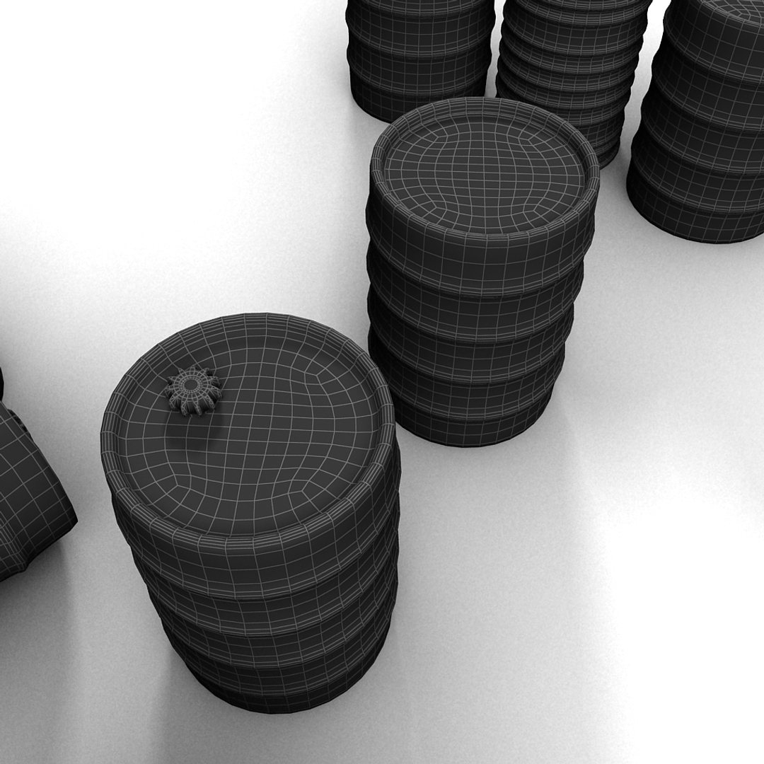 3d metal barrels model