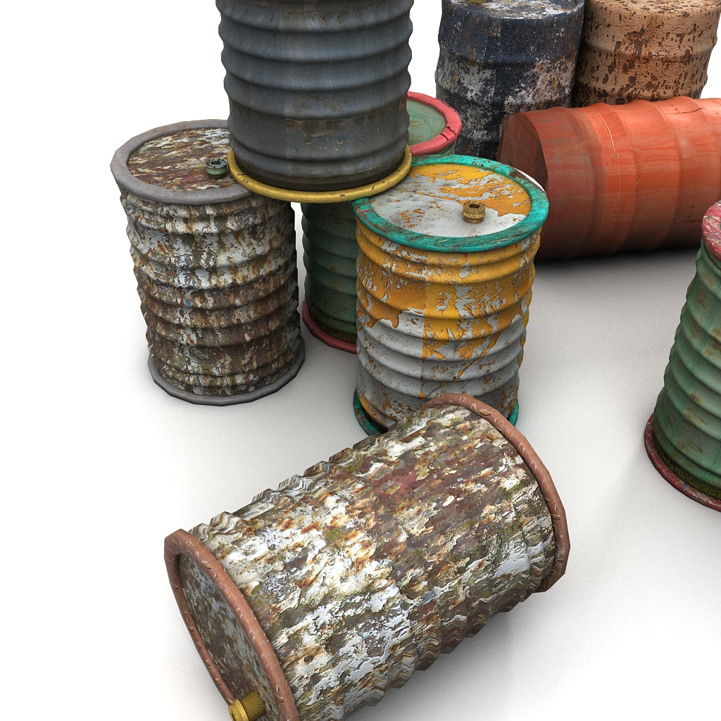 3d metal barrels model