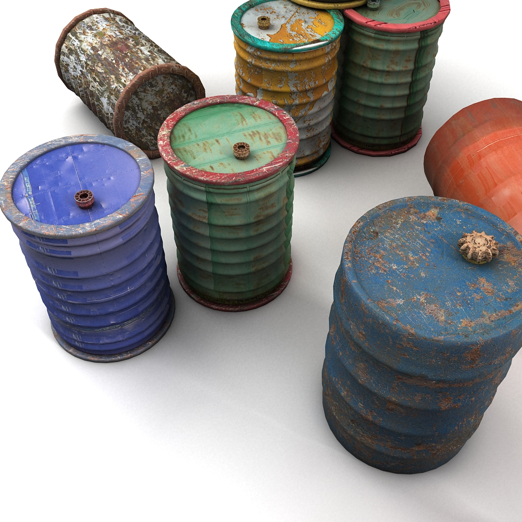 3d metal barrels model