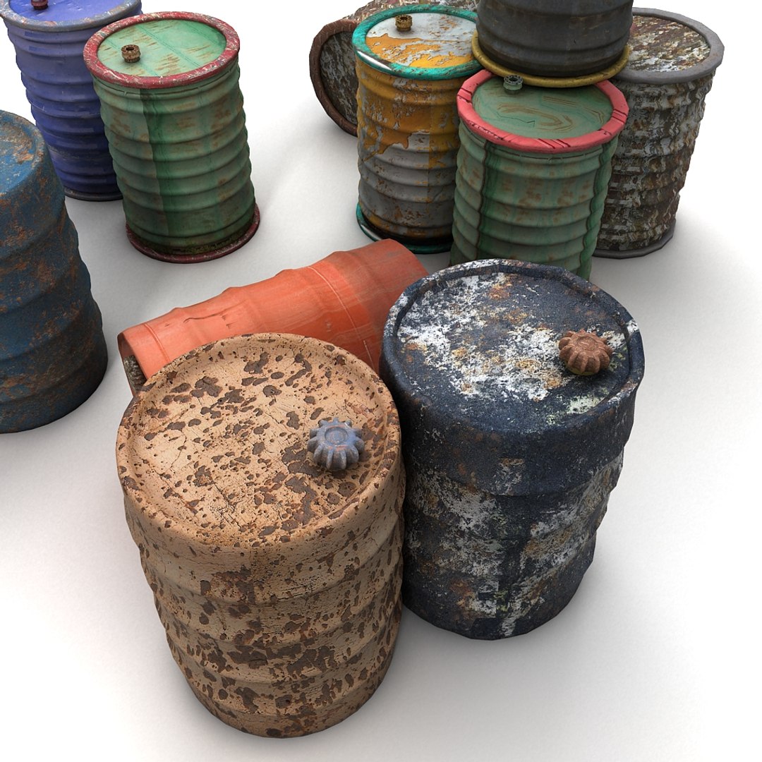3d Metal Barrels Model