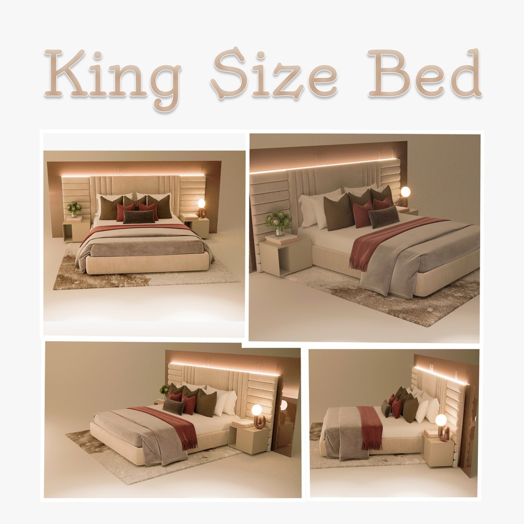 King Size Bed 3D Model - TurboSquid 2160862