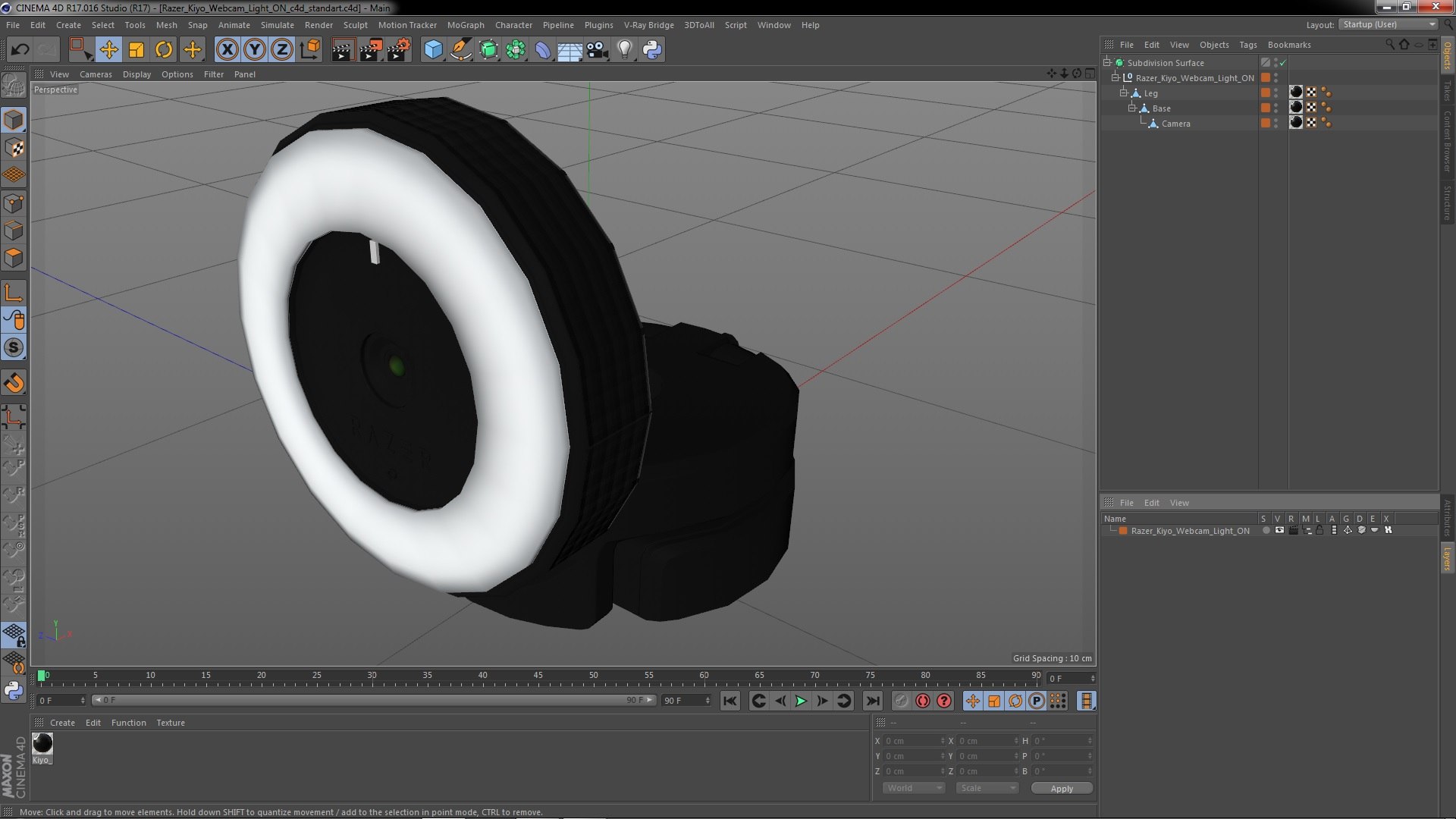 3D Razer Kiyo Webcam Light ON Model - TurboSquid 2132230