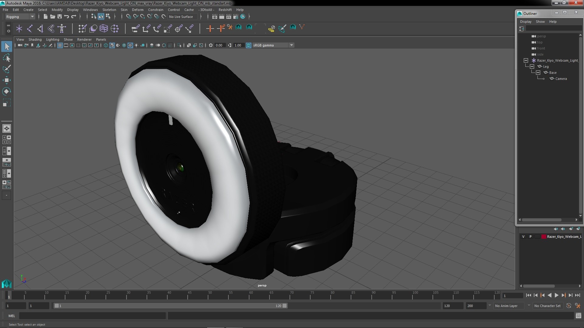 3D Razer Kiyo Webcam Light ON Model - TurboSquid 2132230